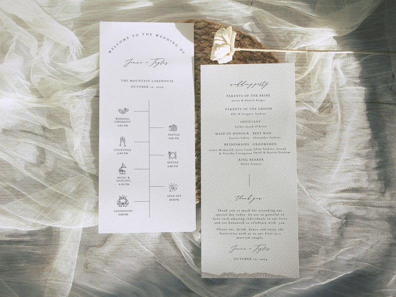 Minimalist Arch Wedding Program Template Editable Timeline - Etsy