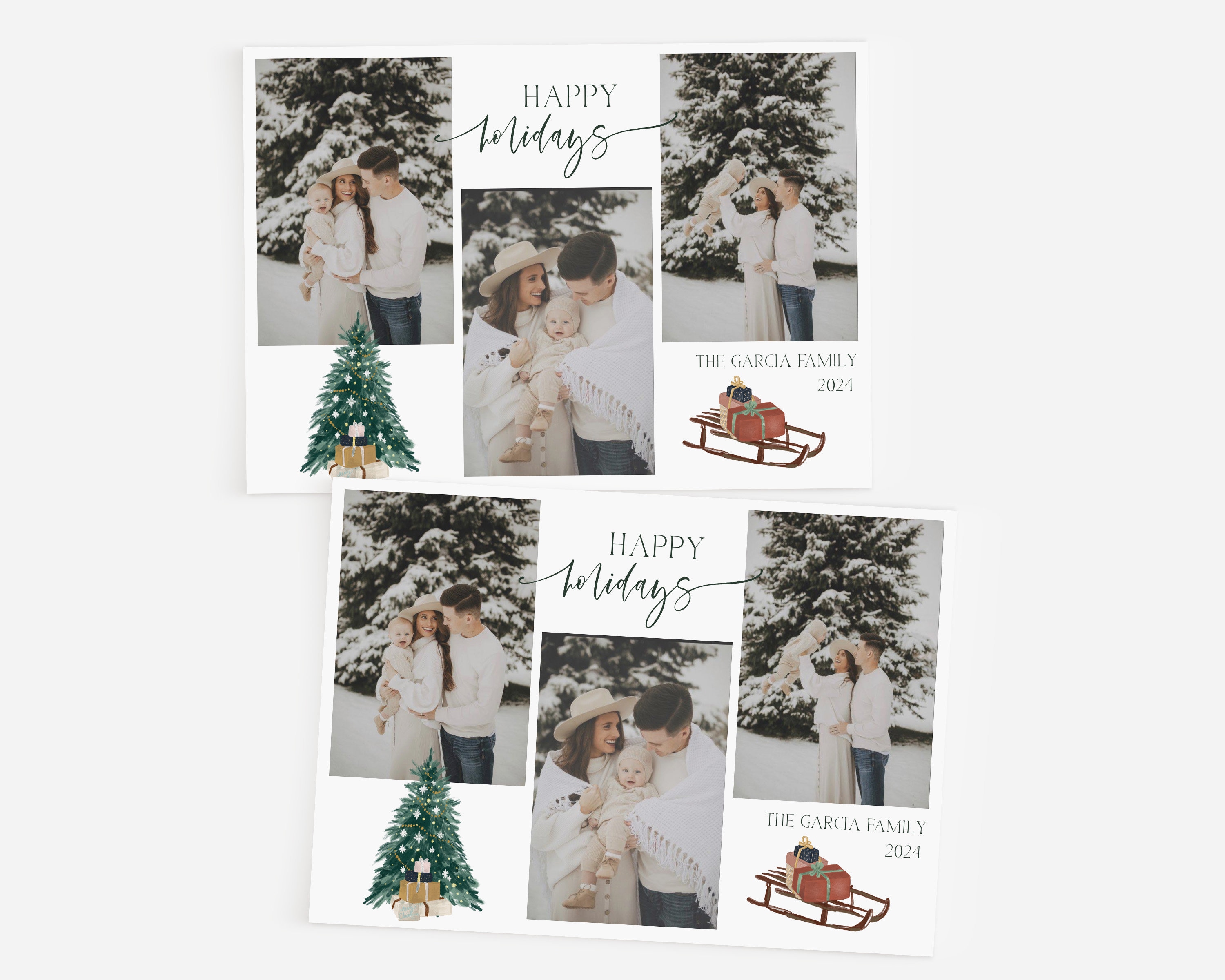 Holiday Card Template Photo Christmas Cards Modern Christmas Card ...