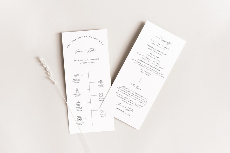 Minimalist Arch Wedding Program Template Editable Timeline - Etsy