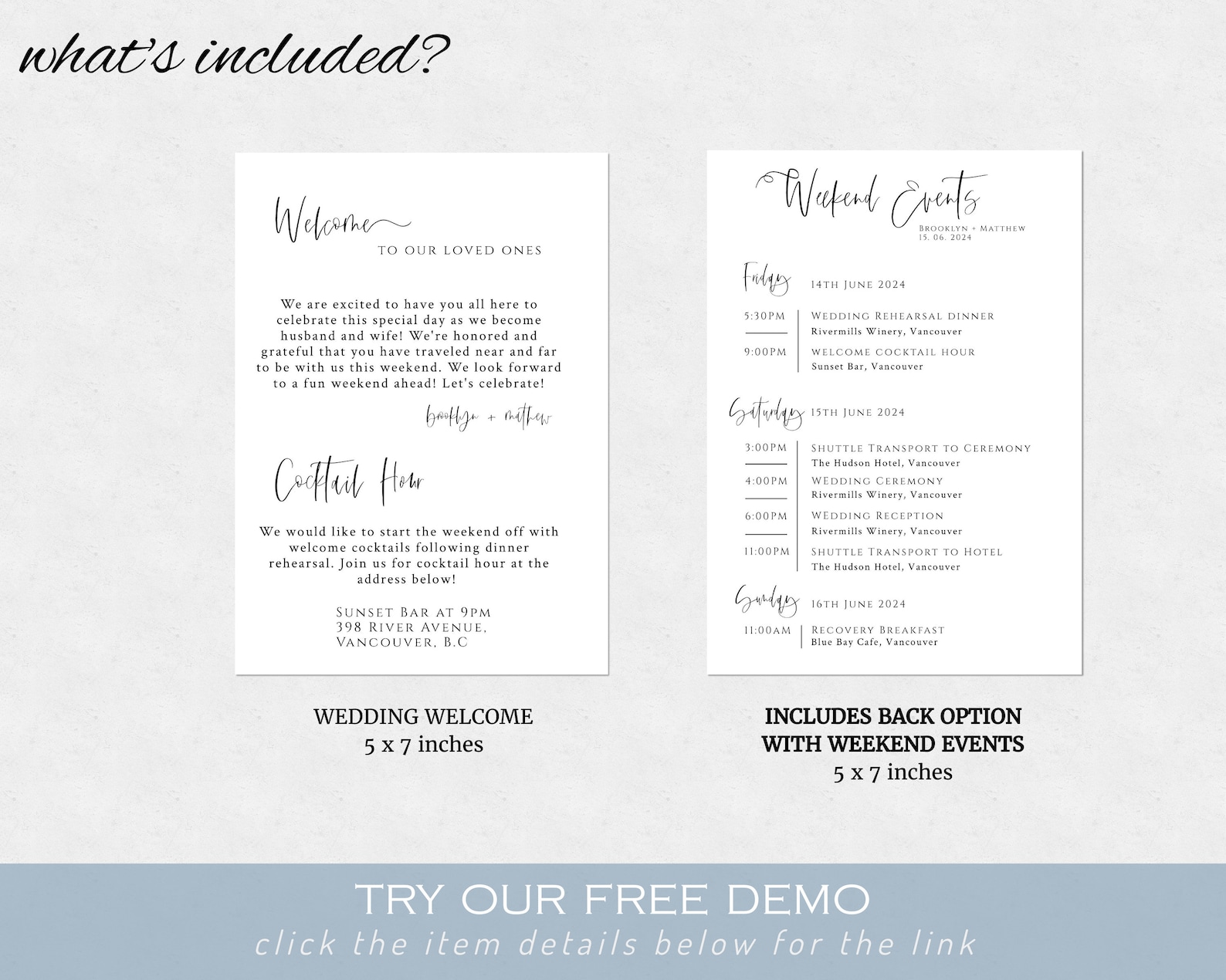 Wedding Events Timeline Template Front and Back Program Template ...