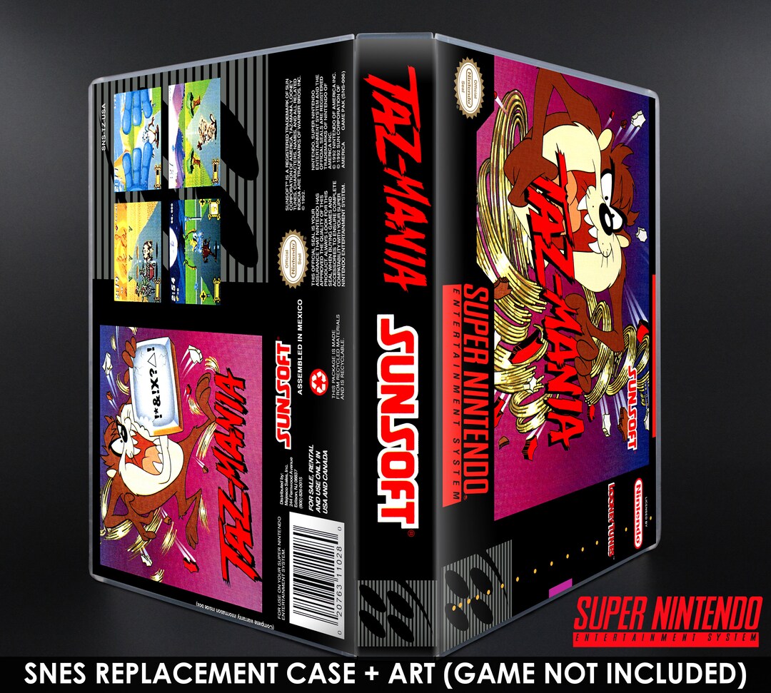 Taz-mania SNES Horizontal Case No Game Replacement Storage Case & Box Art - Etsy