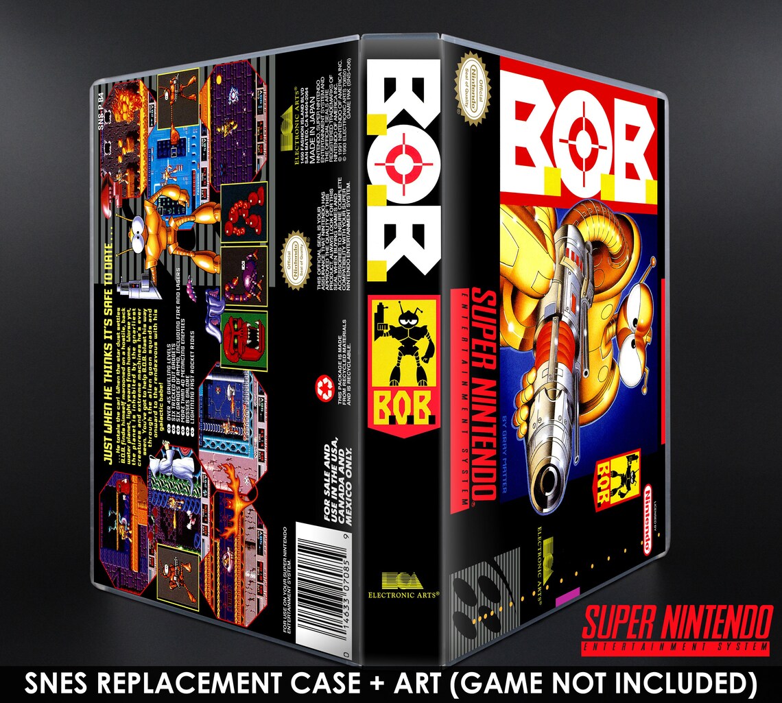 B.O.B. SNES Horizontal Case No Game Replacement Storage Case & Box Art ...
