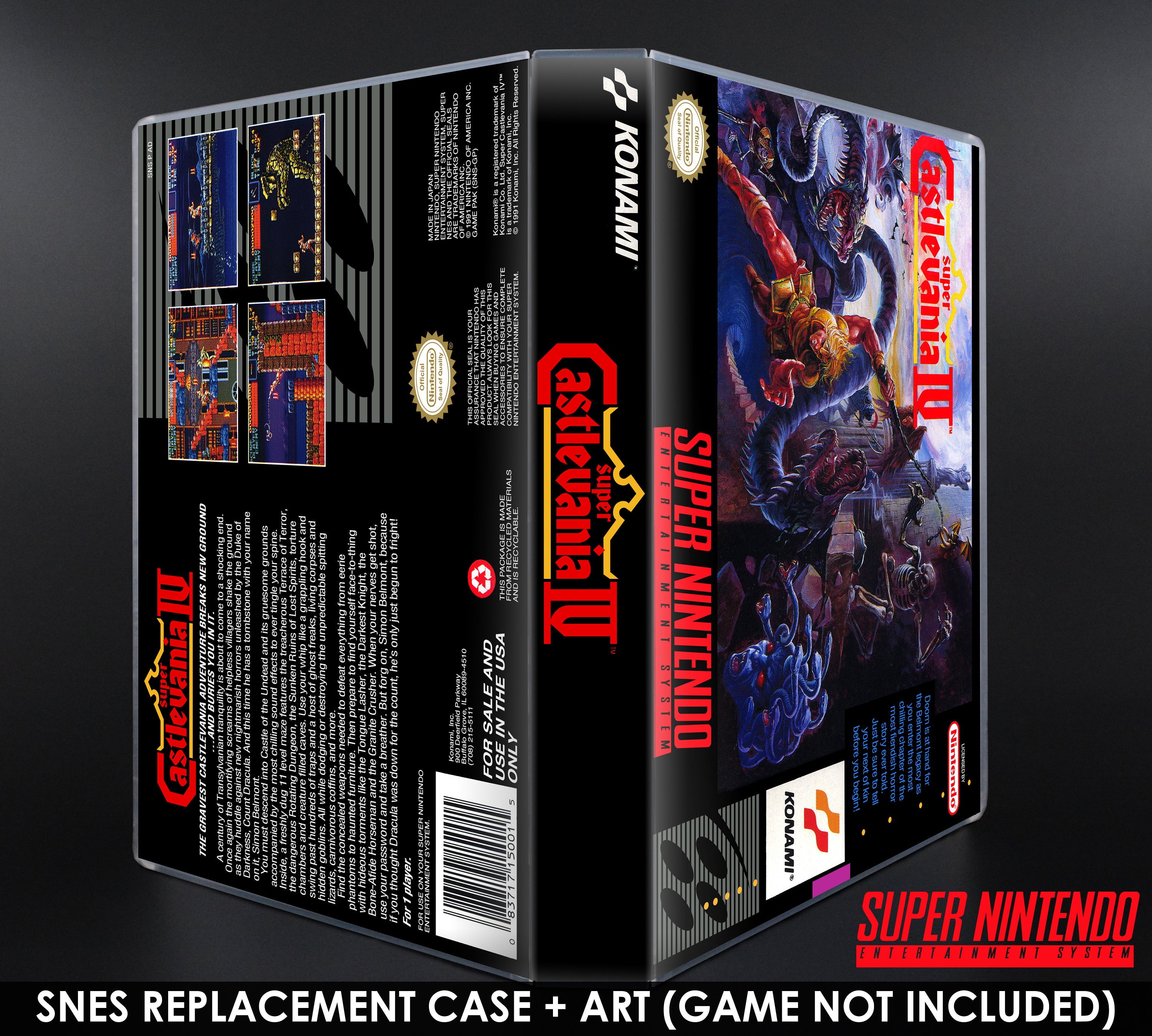 Super Castlevania IV 4 SNES Horizontal Case No Game Replacement Storage ...