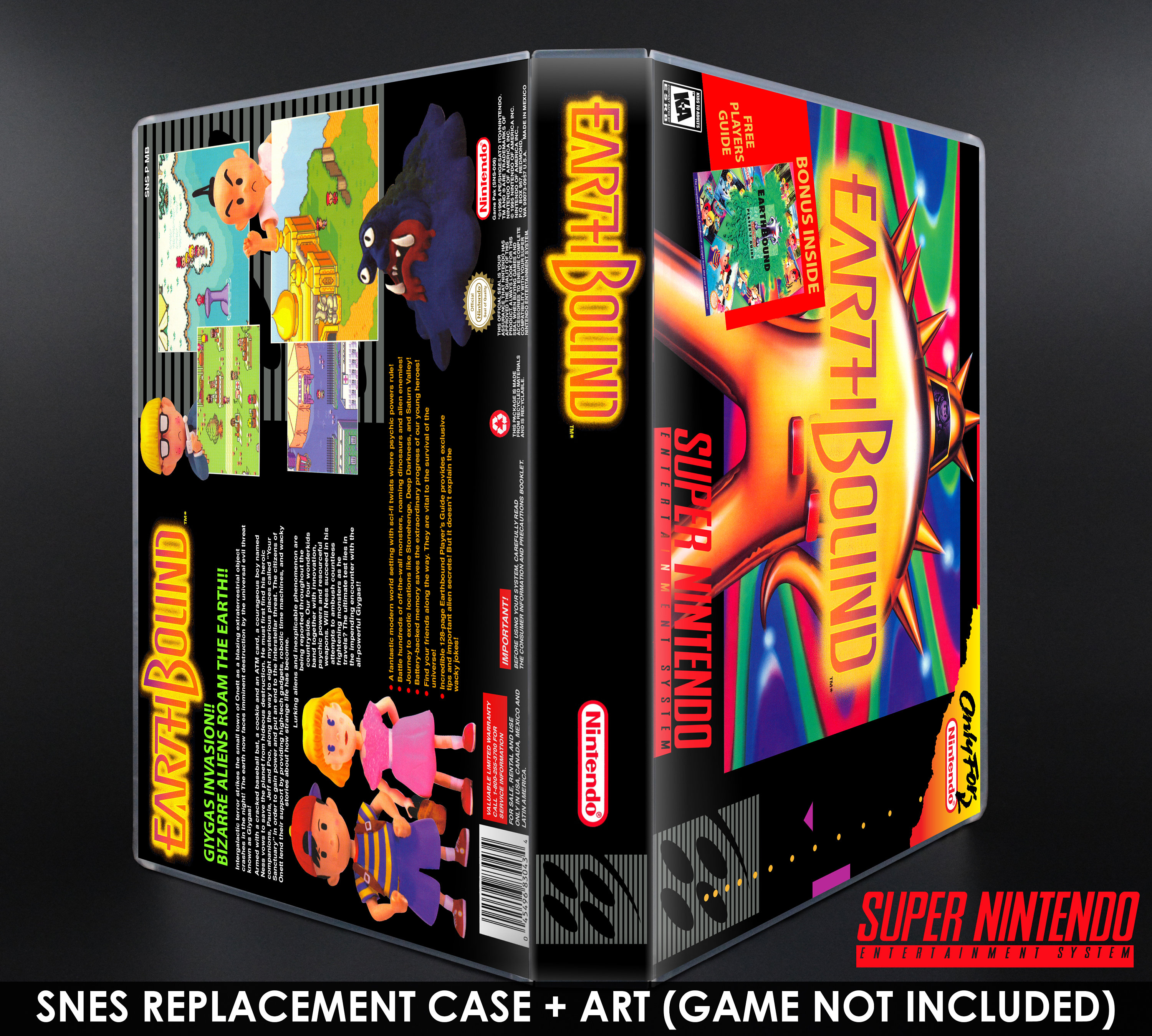 Earthbound SNES Horizontal Case No Game Replacement Storage Case & Box ...