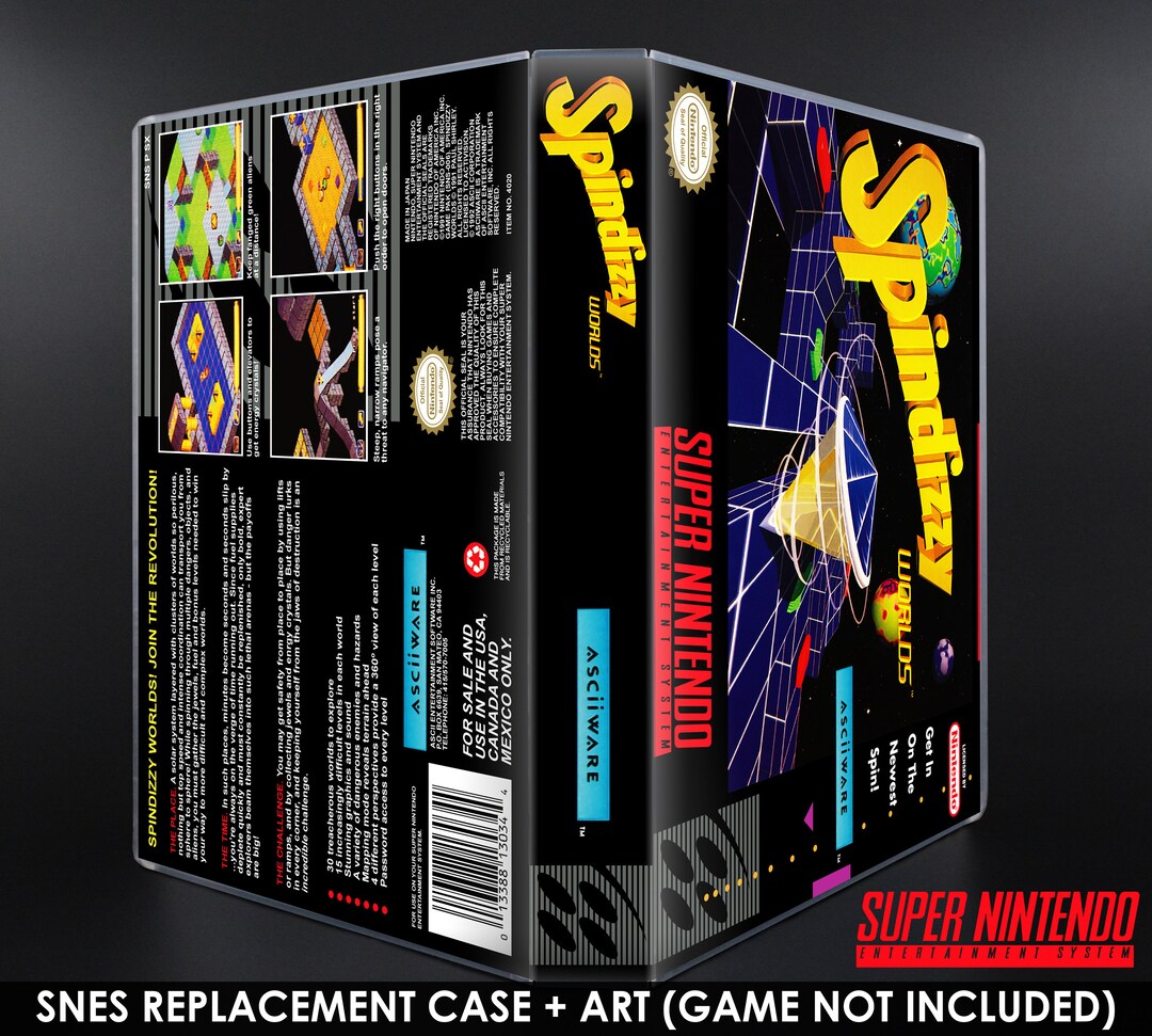 Spindizzy Worlds - SNES Horizontal Case - No Game - Replacement Storage ...