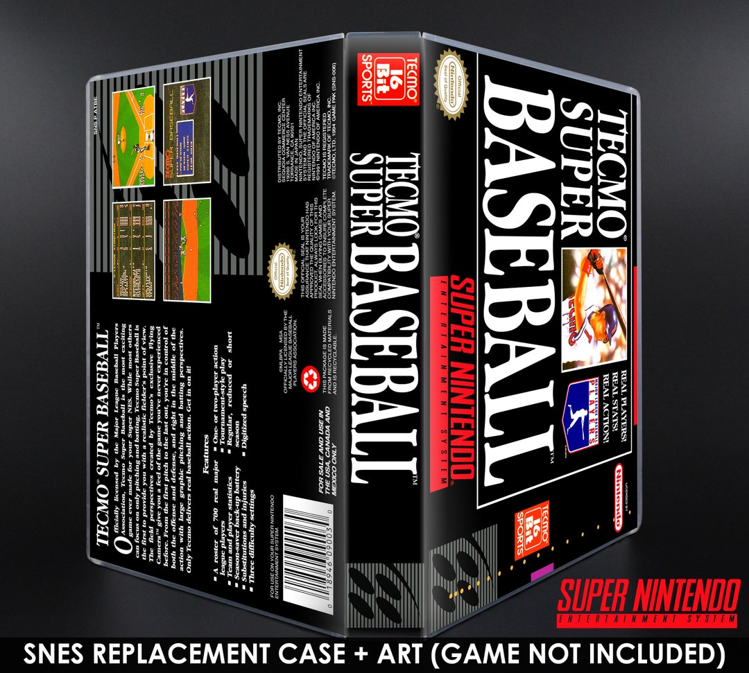 Tecmo Super Baseball - SNES Horizontal Case - No Game - Replacement ...