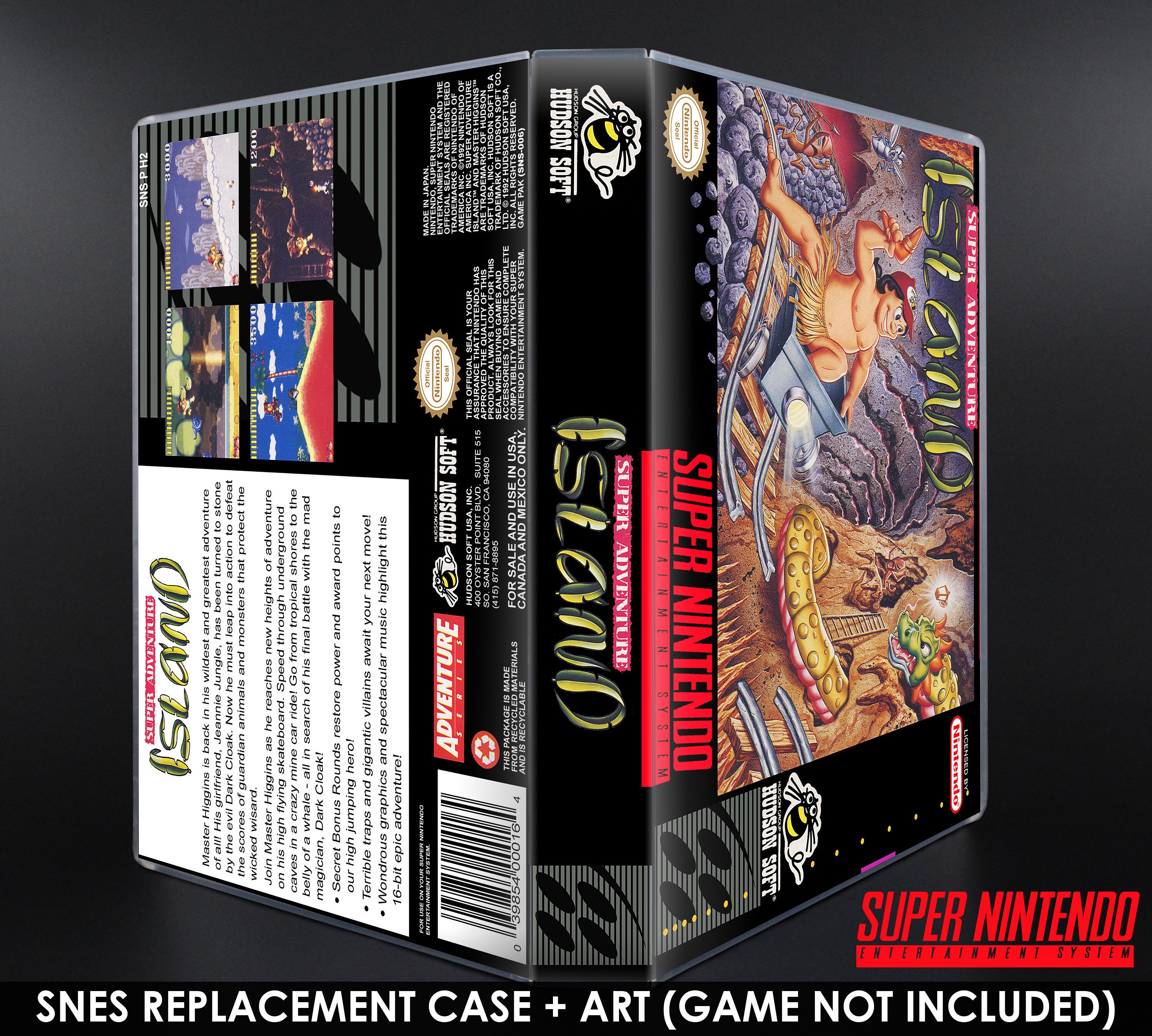 Super Adventure Island SNES Horizontal Case No Game Replacement Storage Case & Box Art - Etsy