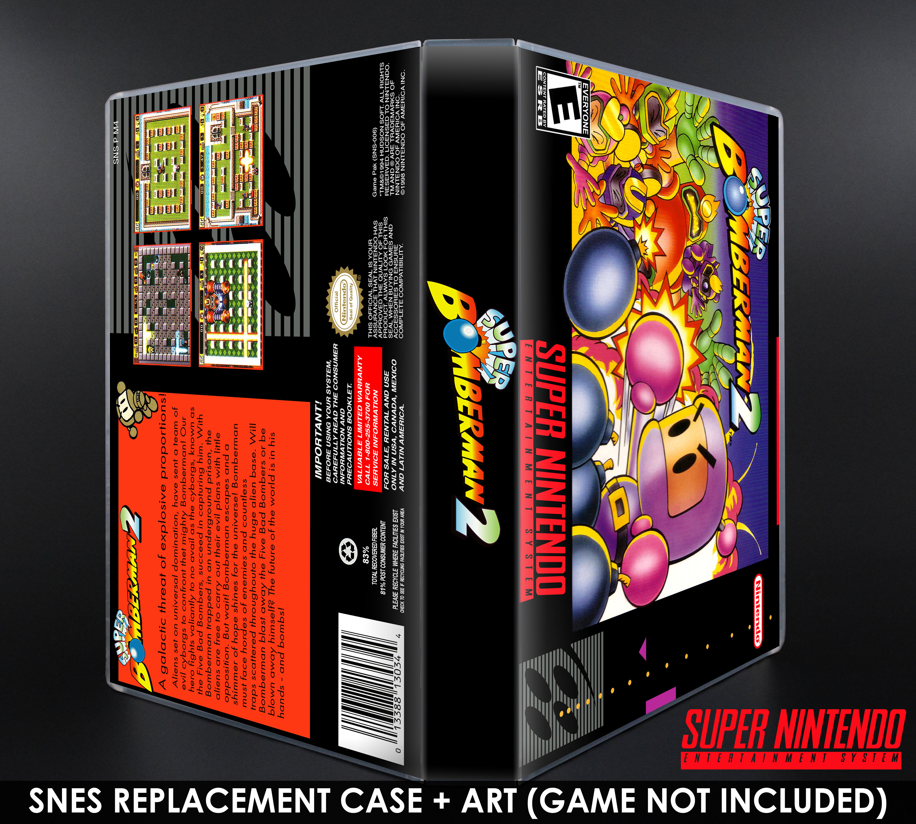 Super Bomberman 2 SNES Horizontal Case No Game Replacement Storage Case ...