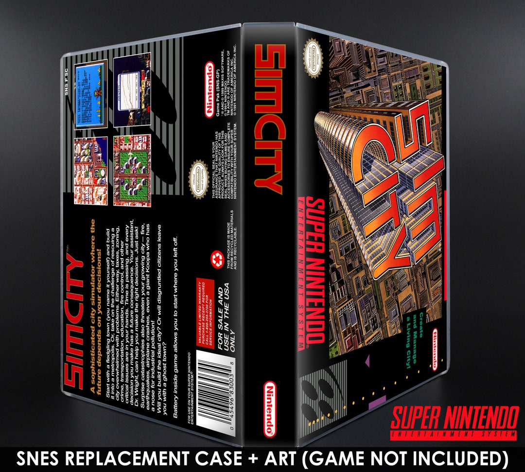 Simcity - SNES Horizontal Case - No Game - Replacement Storage Case ...