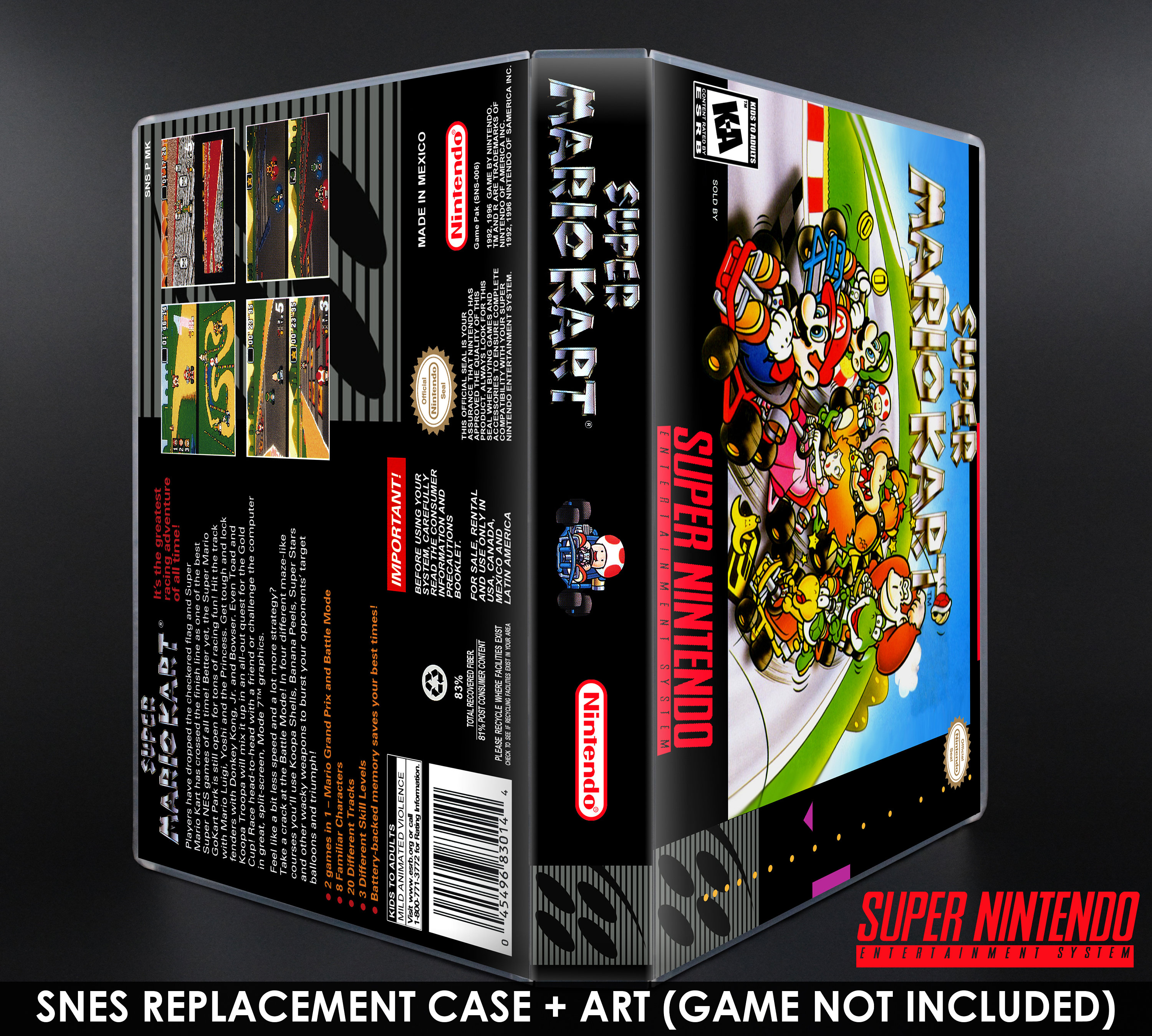 Super Mario Kart SNES Horizontal Case No Game Replacement Storage Case & Box Art - Etsy