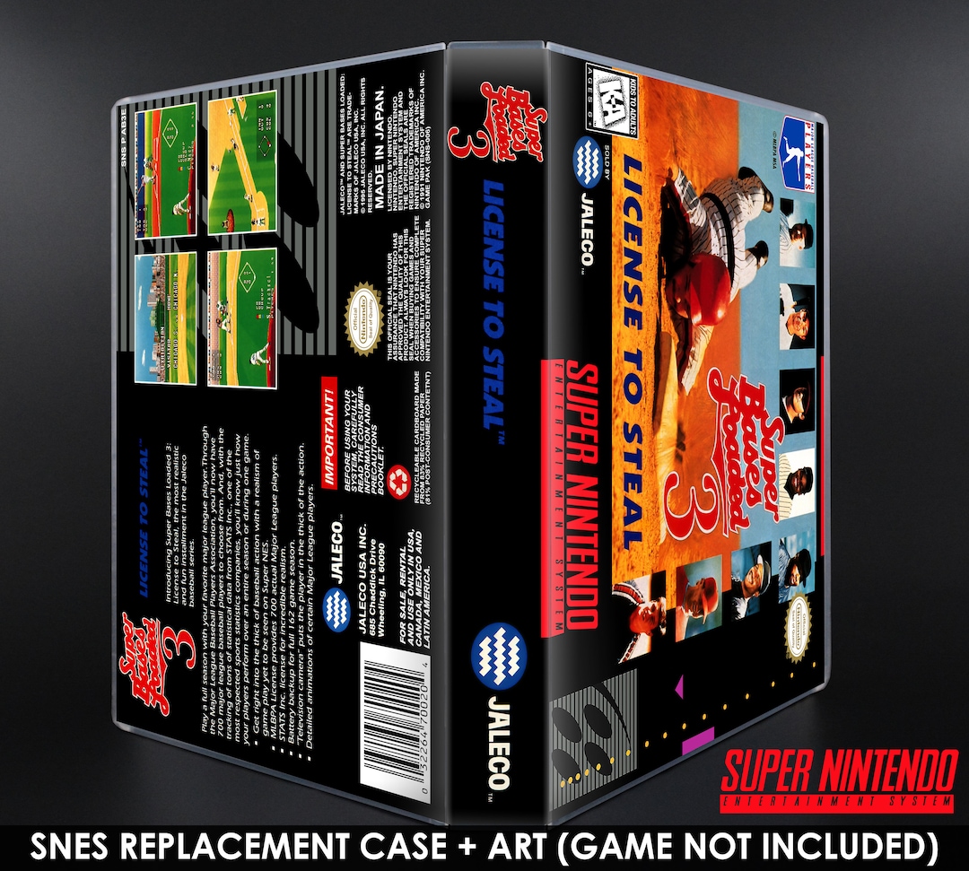 Super Bases Loaded 3 - SNES Horizontal Case - No Game - Replacement Storage Case & Box Art - Etsy
