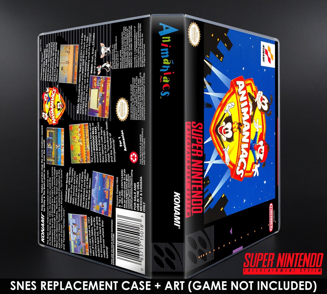 Animaniacs - SNES Horizontal Case - No Game - Replacement Storage Case & Box Art - Etsy