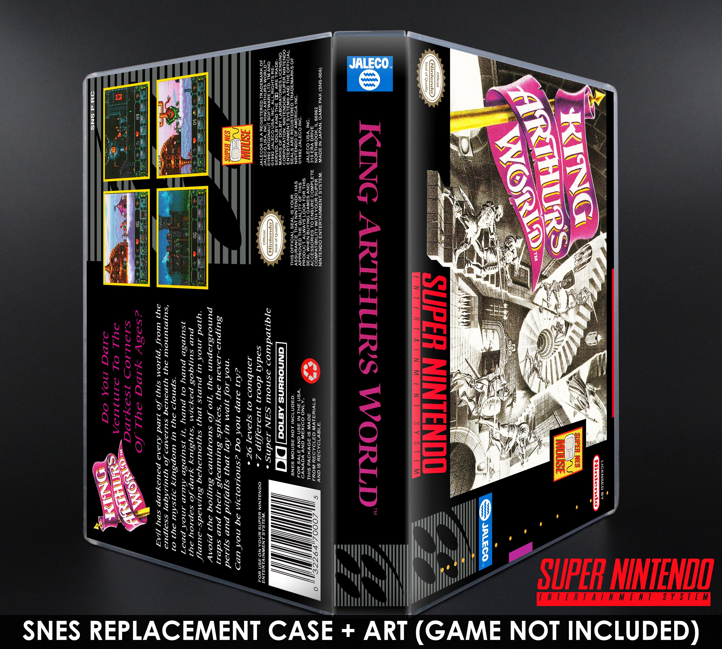 King Arthur's World SNES Horizontal Case No Game Replacement Storage ...