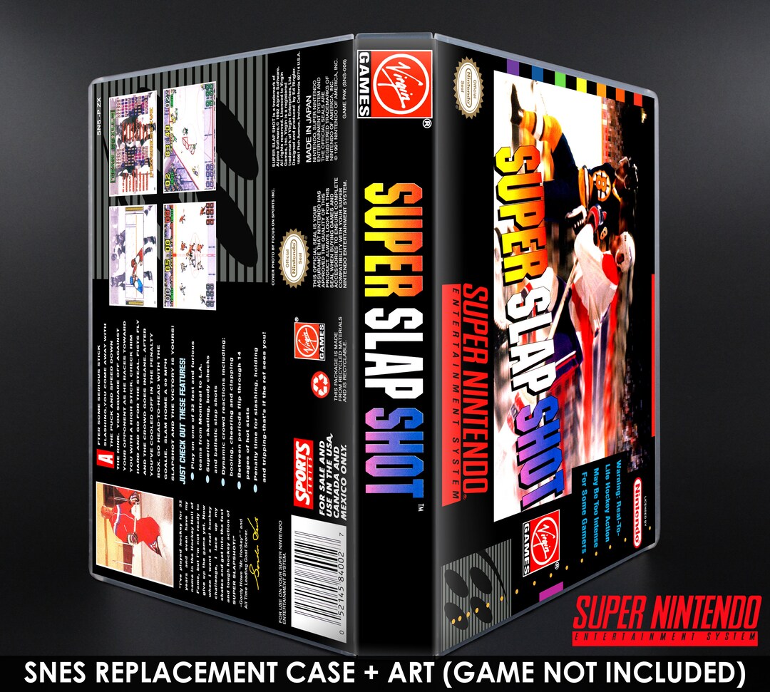 Super Slap Shot - SNES Horizontal Case - No Game - Replacement Storage Case & Box Art - Etsy