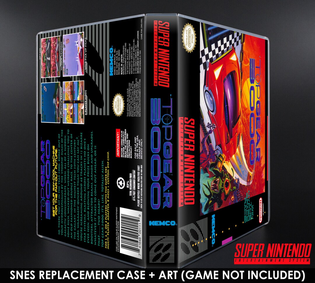 Top Gear 3000 - SNES Horizontal Case - No Game - Replacement Storage ...