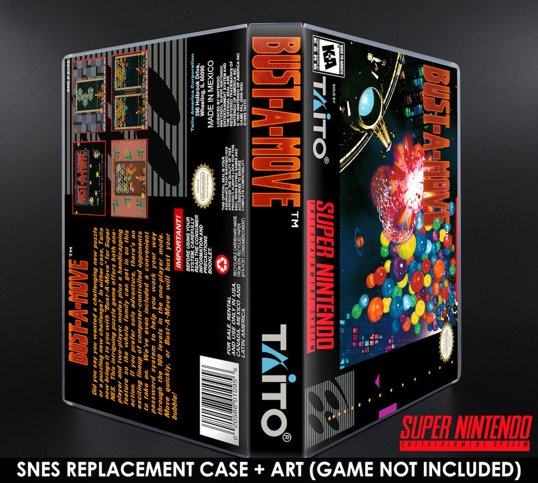 Bust A Move - SNES Horizontal Case - No Game - Replacement Storage Case & Box Art - Etsy
