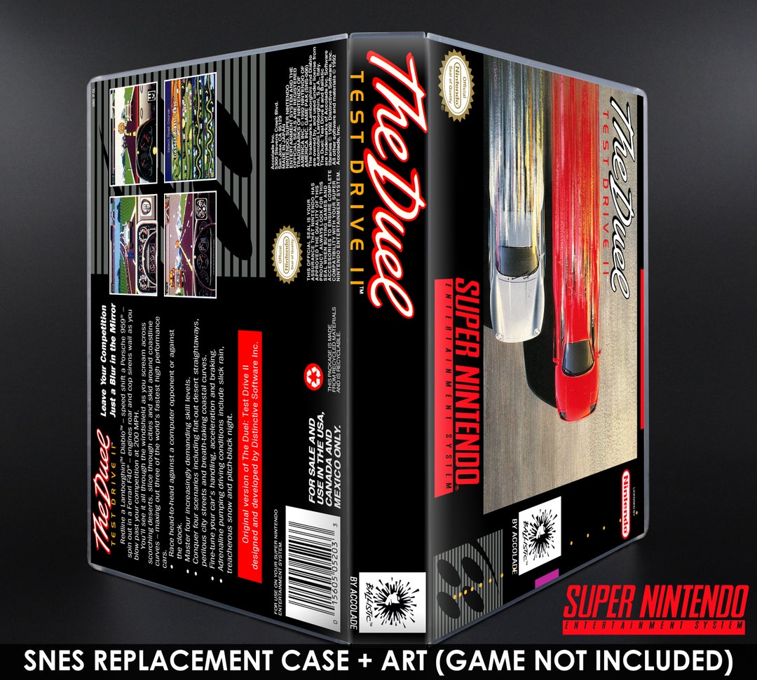 Test Drive II 2 the Duel - SNES Horizontal Case - No Game - Replacement ...