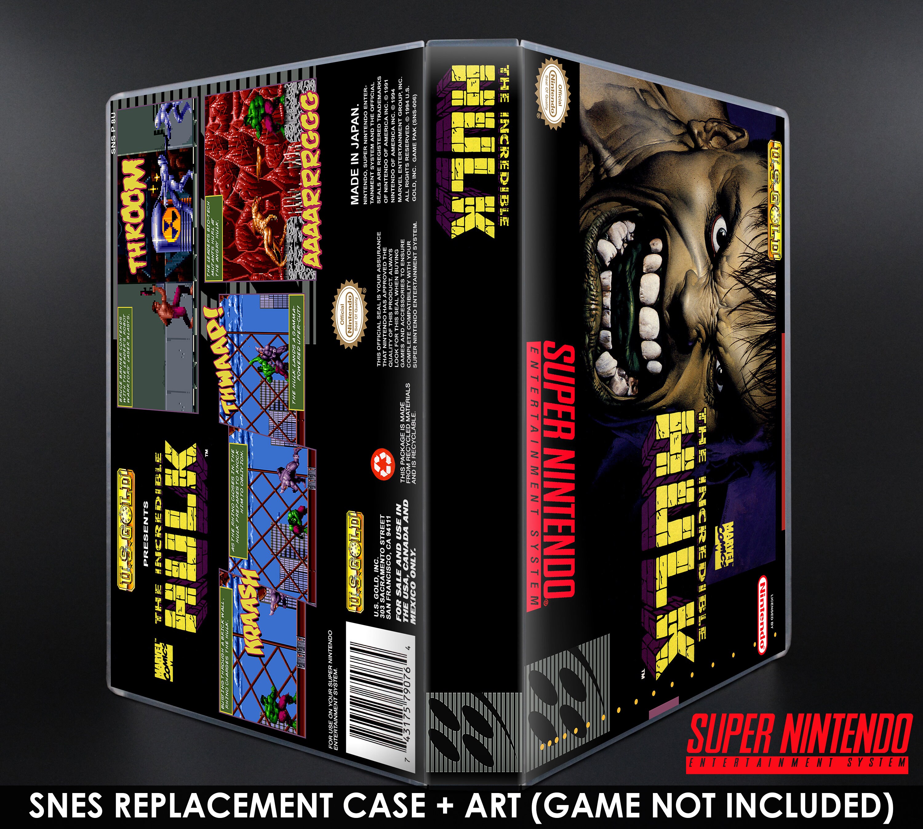 The Incredible Hulk SNES No Game Horizontal Replacement Game Storage ...