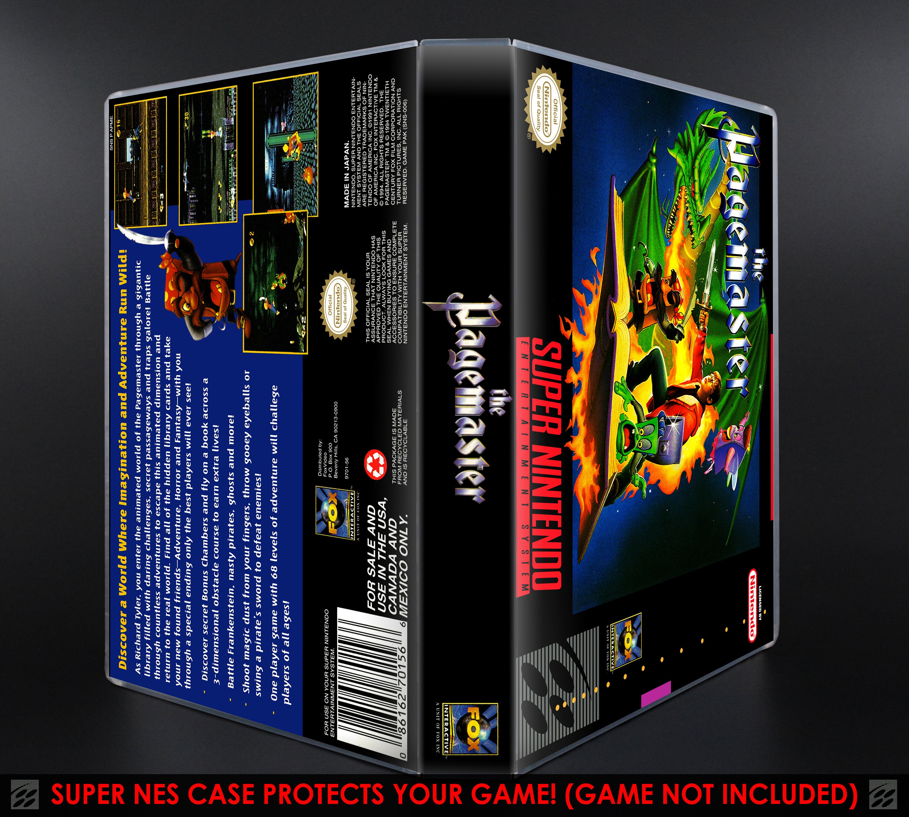 The Pagemaster SNES No Game Horizontal Replacement Game Storage Case & Box Art - Etsy