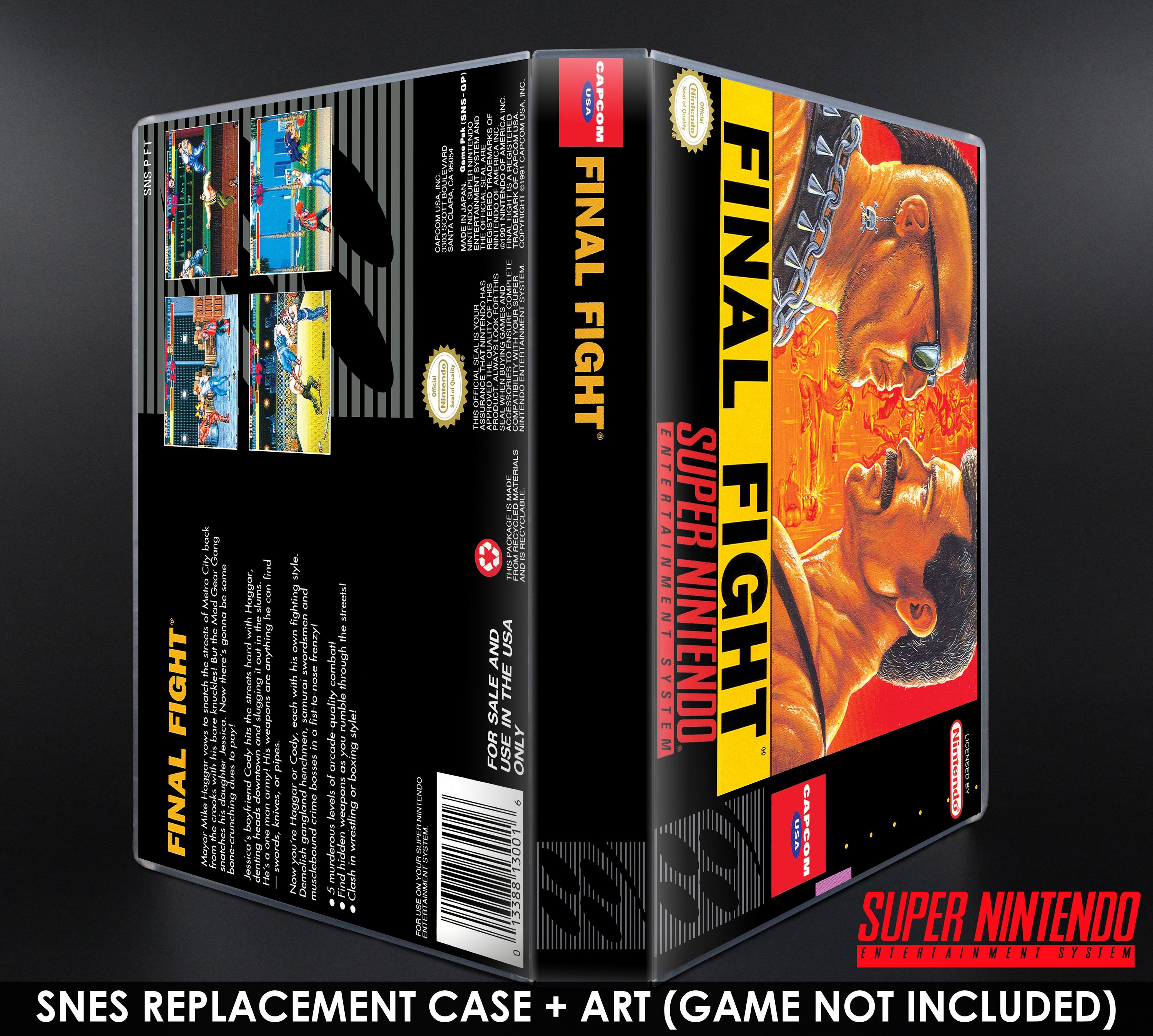 Final Fight SNES Horizontal Case No Game Replacement Storage Case & Box Art - Etsy