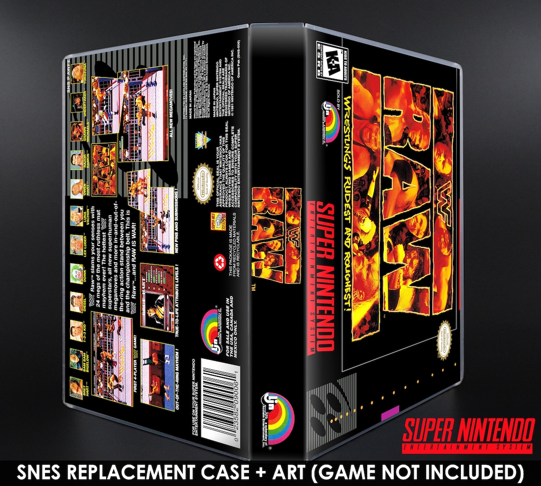 WWF Raw - SNES Horizontal Case - No Game - Replacement Storage Case ...