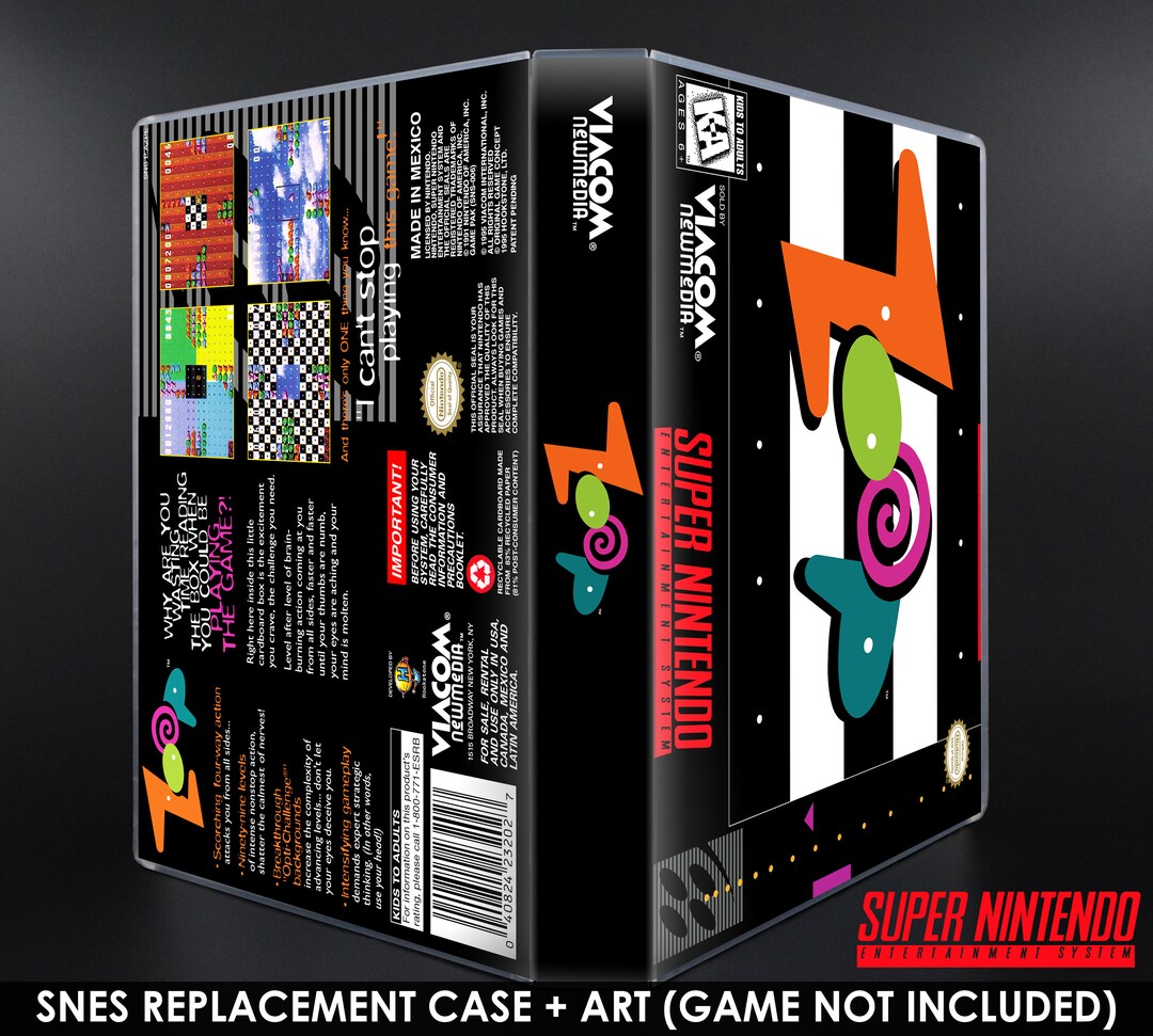 Zoop - SNES Horizontal Case - No Game - Replacement Storage Case & Box ...