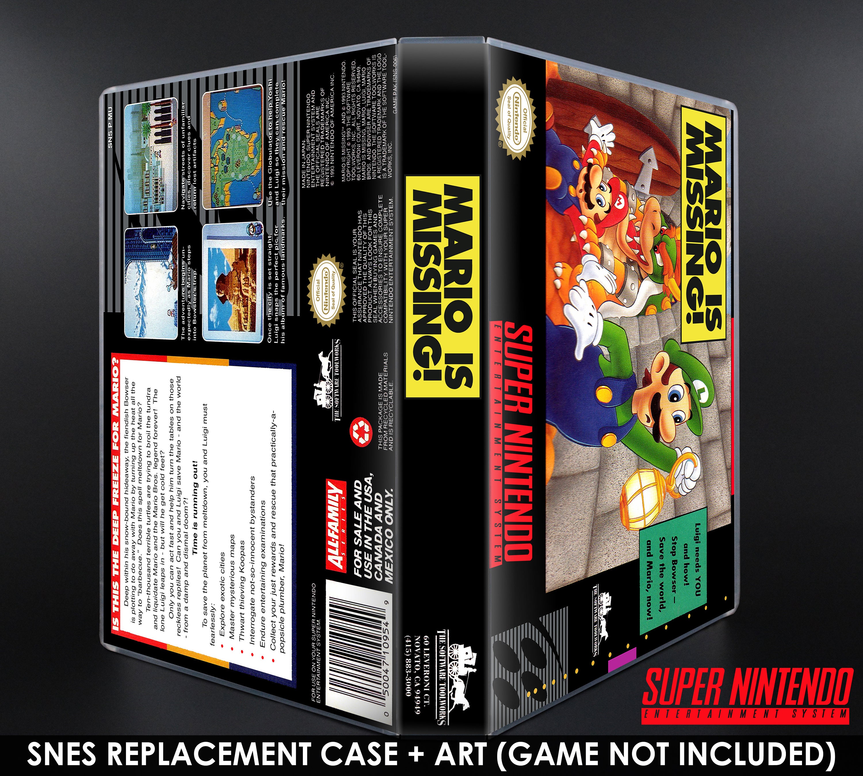 Mario is Missing SNES Horizontal Case No Game Replacement Storage Case ...
