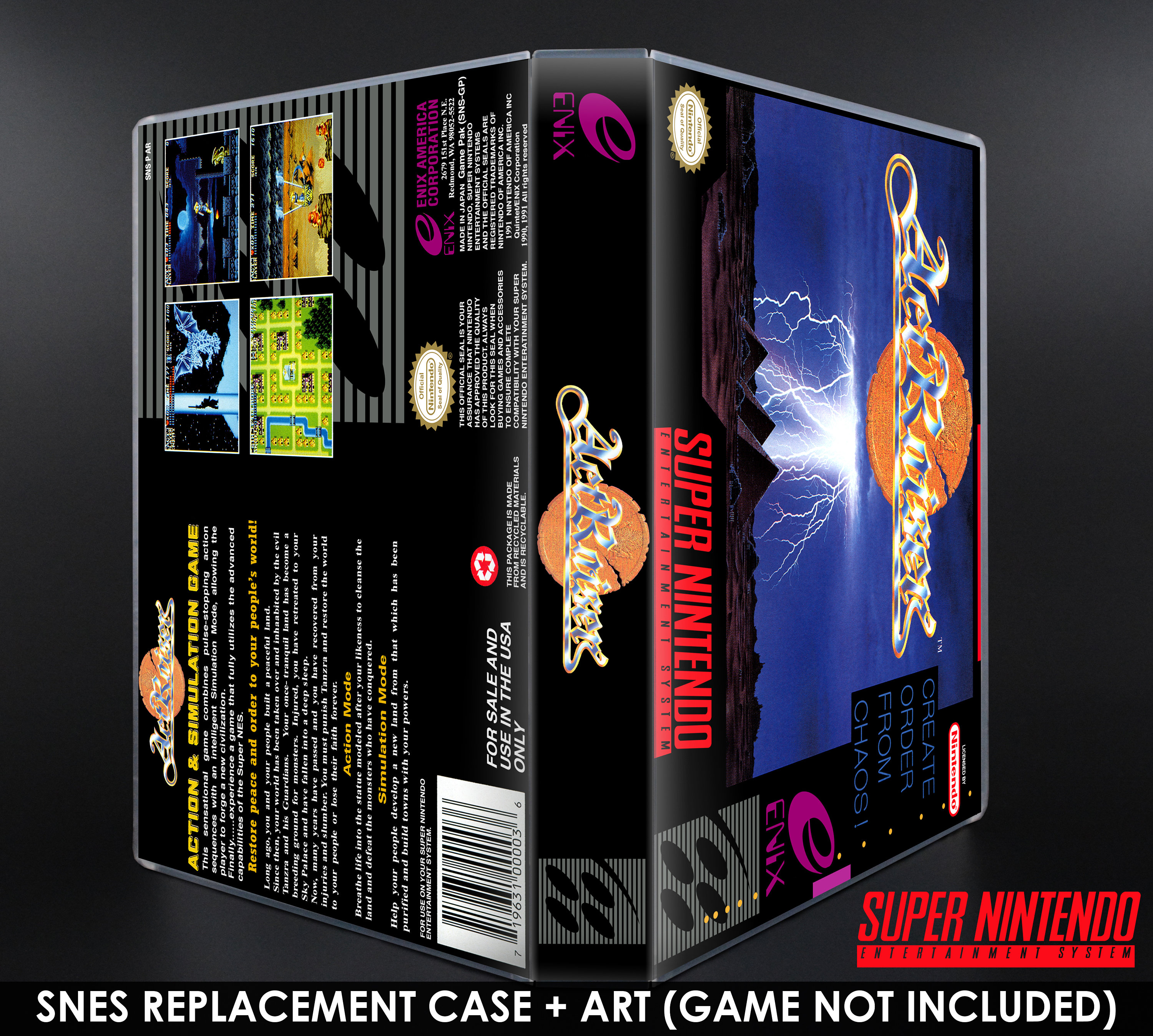 Actraiser SNES Horizontal Case No Game Replacement Storage Case & Box Art - Etsy