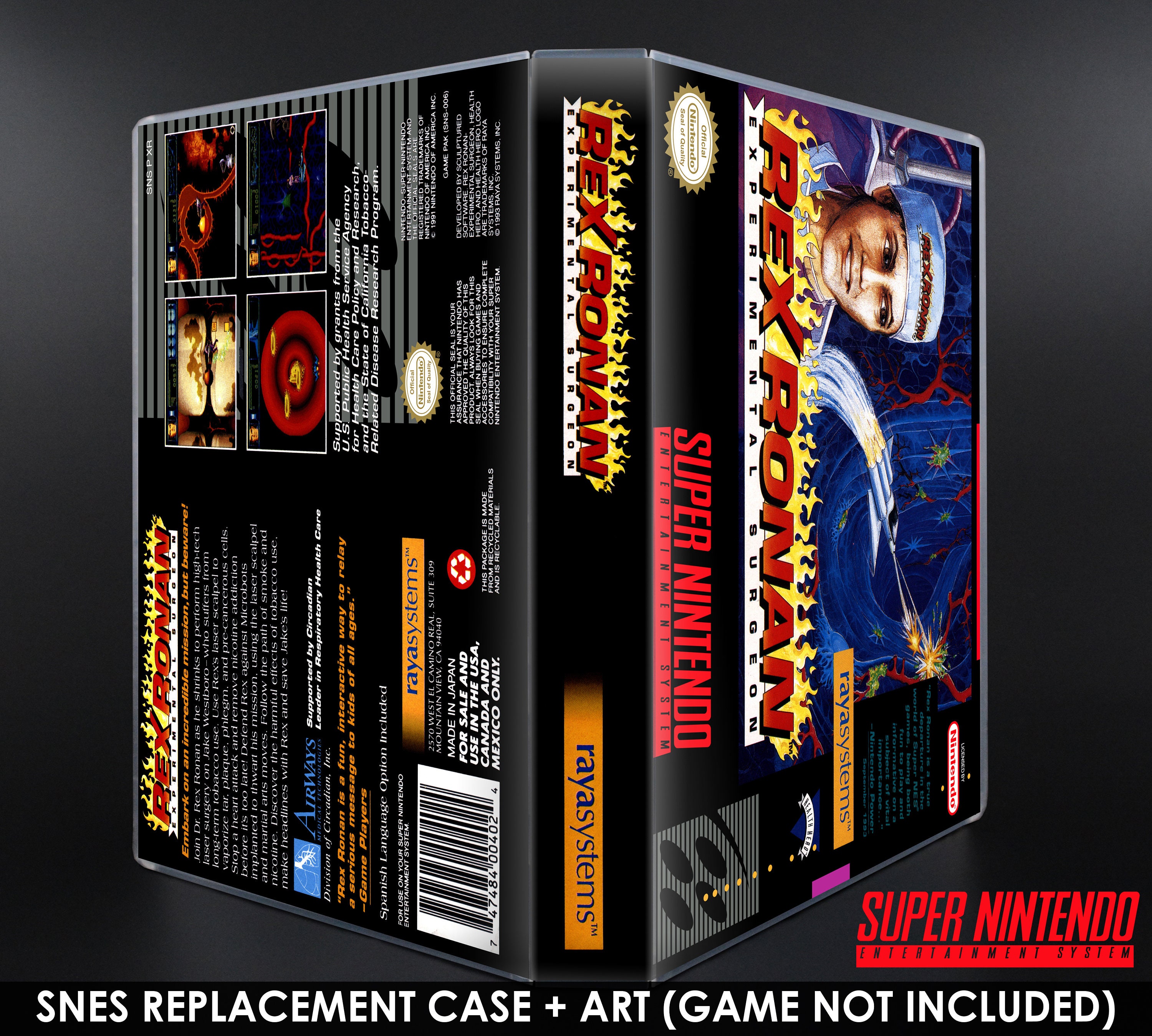 Rex Ronan SNES Horizontal Case No Game Replacement Storage Case & Box ...