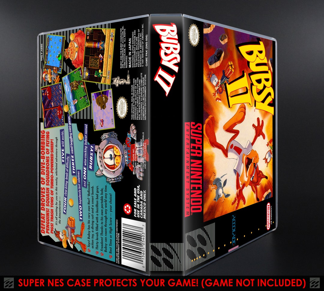 Bubsy 2 II SNES No Game Horizontal Replacement Game Storage Case & Art - Etsy