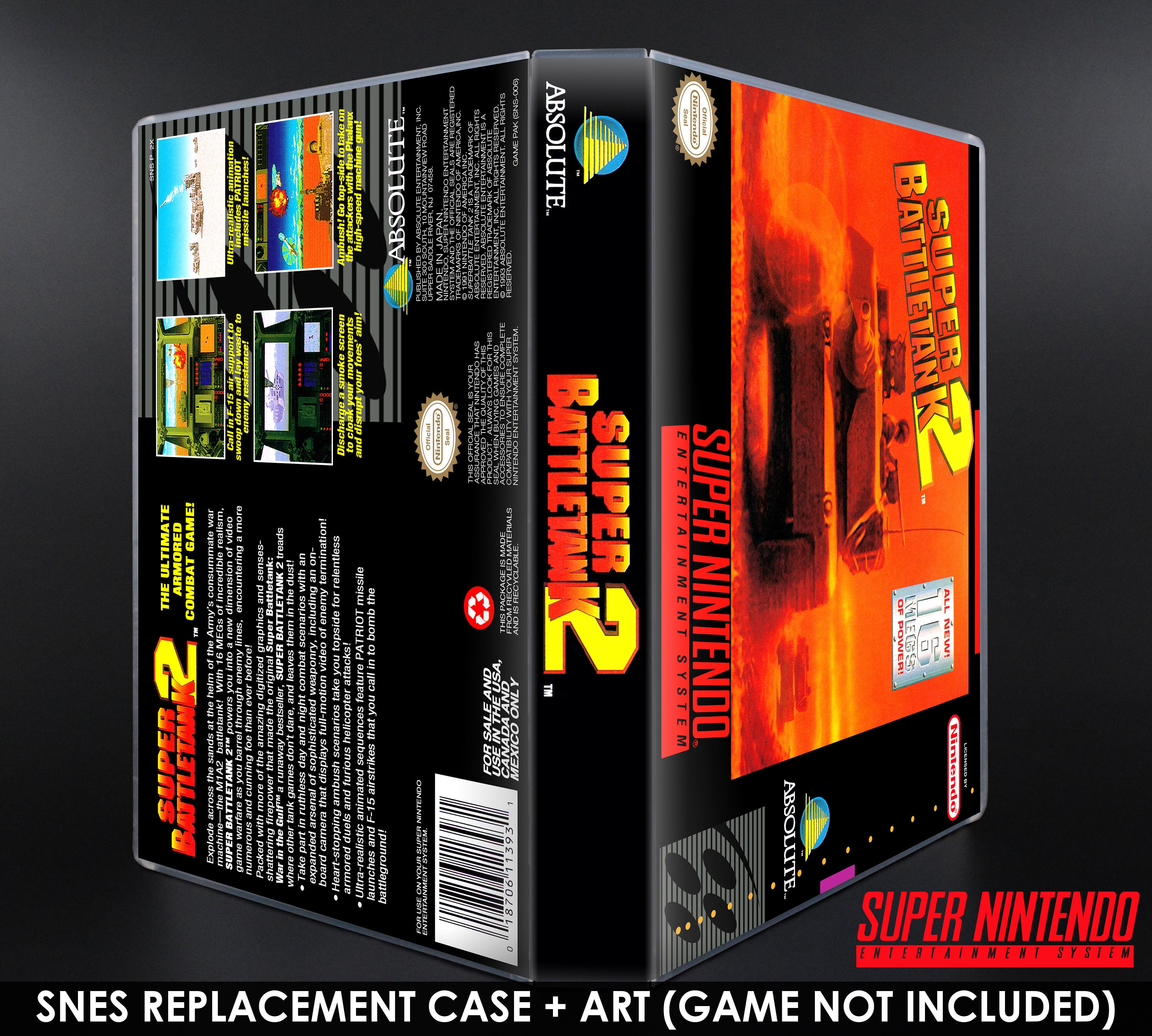 Super Battletank 2 SNES Horizontal Case No Game Replacement Storage ...