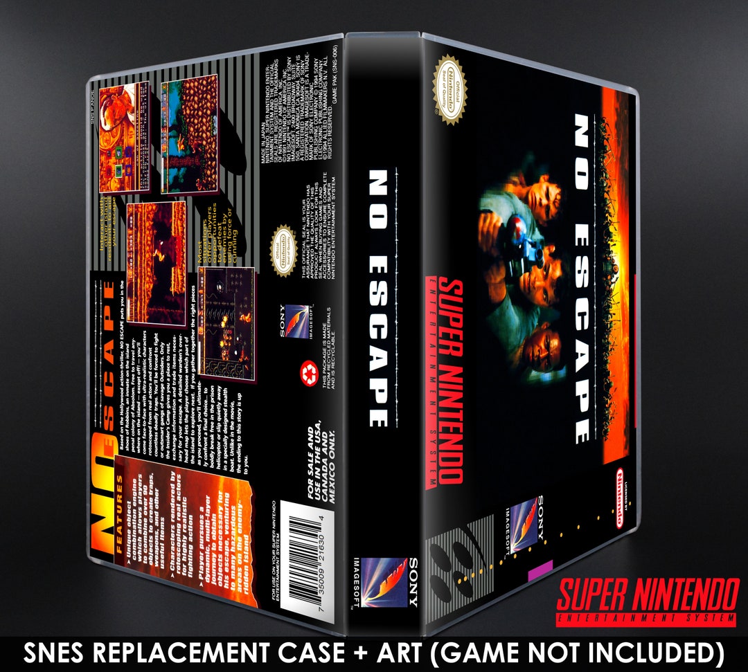 No Escape - SNES Horizontal Case - No Game - Replacement Storage Case & Box Art - Etsy