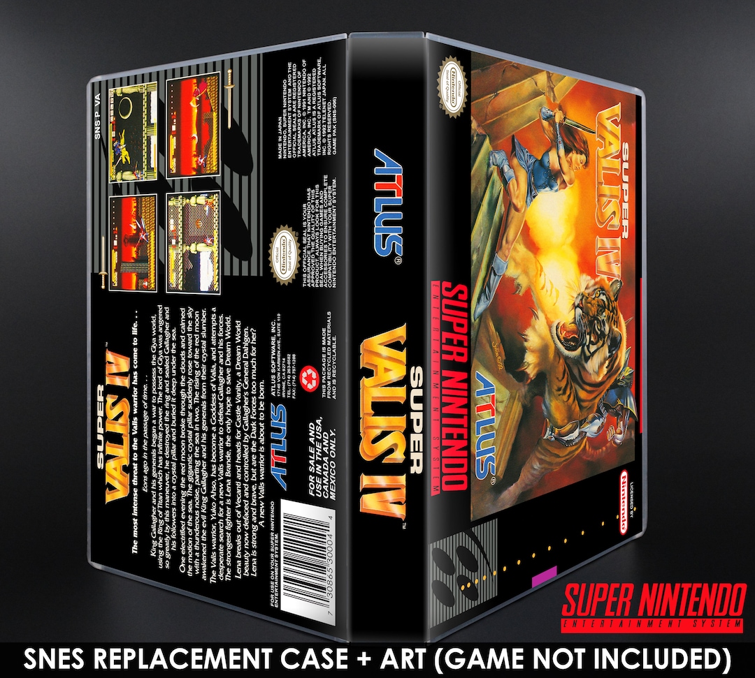 Super Valis IV 4 - SNES Horizontal Case - No Game - Replacement Storage ...
