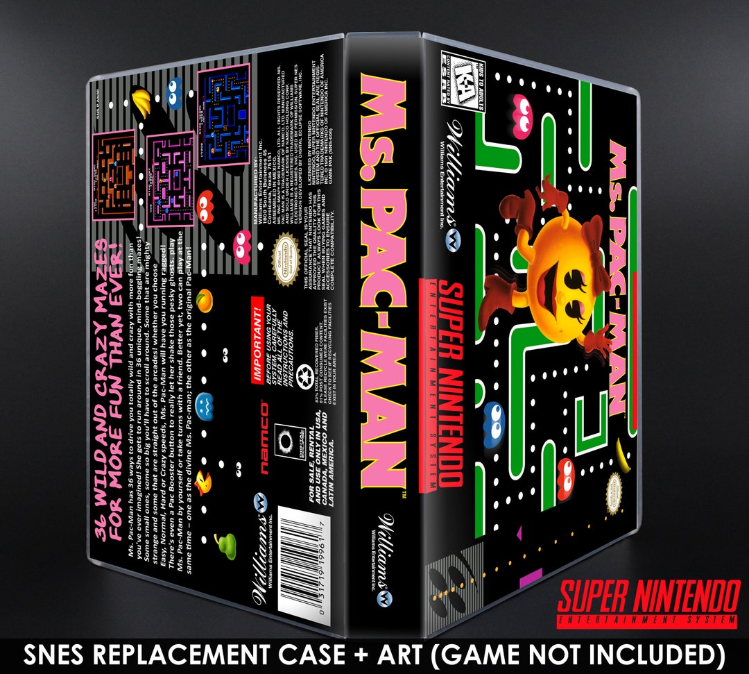 Ms Pac-man - SNES Horizontal Case - No Game - Replacement Storage Case ...