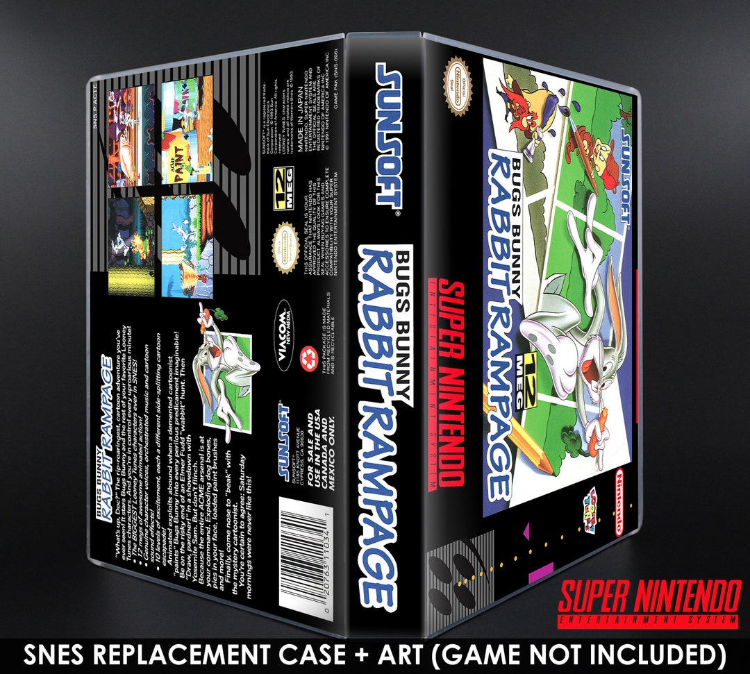 Bugs Bunny Rabbit Rampage - SNES Horizontal Case - No Game - Replacement Storage Case & Box Art ...
