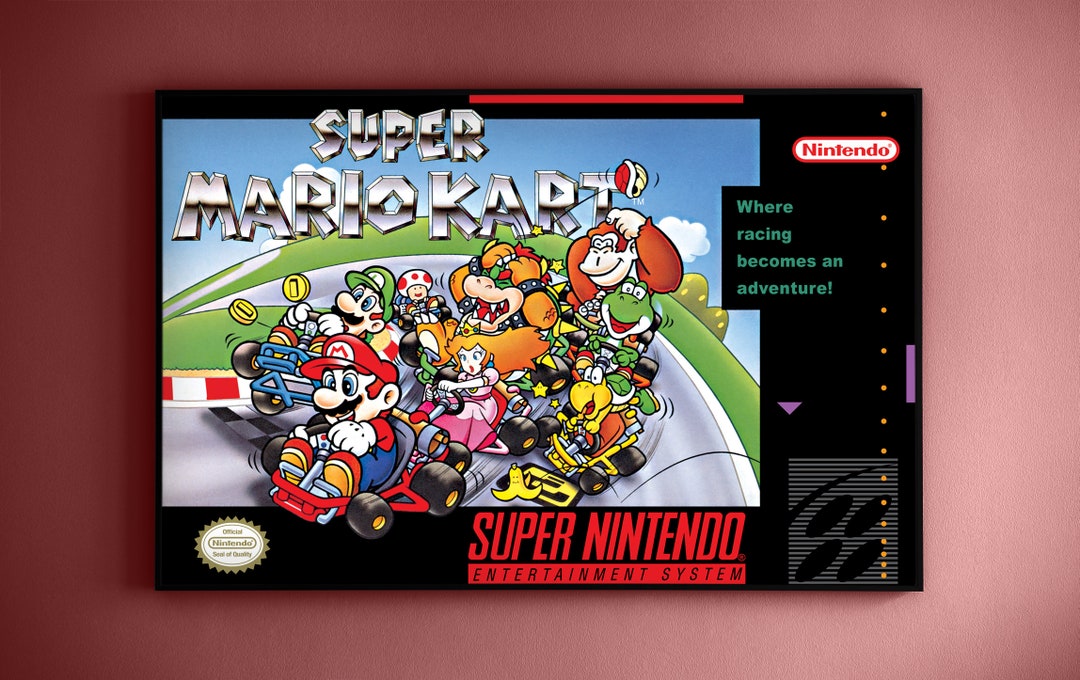 Super Mario Kart Poster SNES Box Art Print Video Game 11 X 17 ...