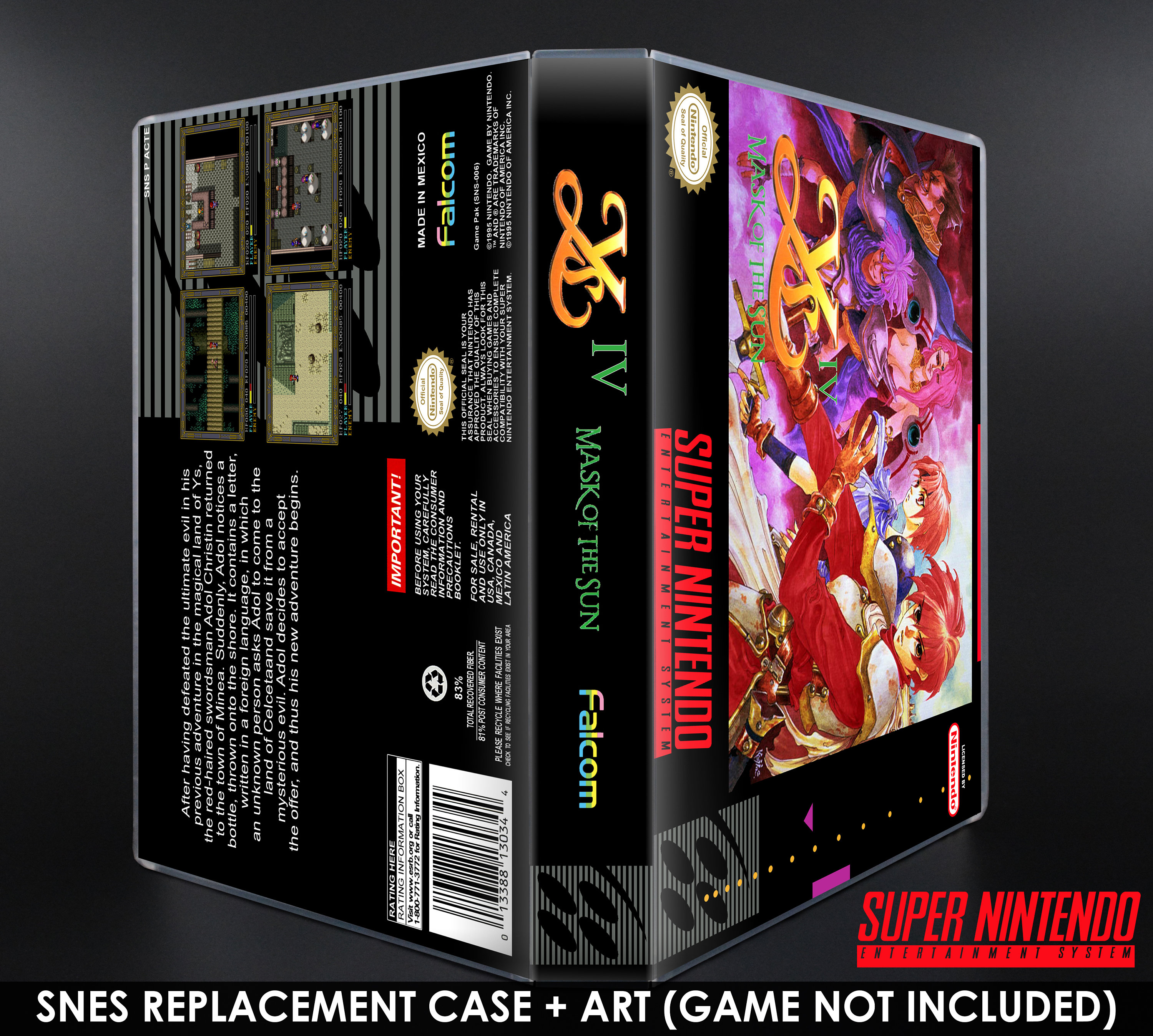 Ys IV 4 Mask of the Sun SNES Horizontal Case No Game Replacement Storage Case & Box Art - Etsy