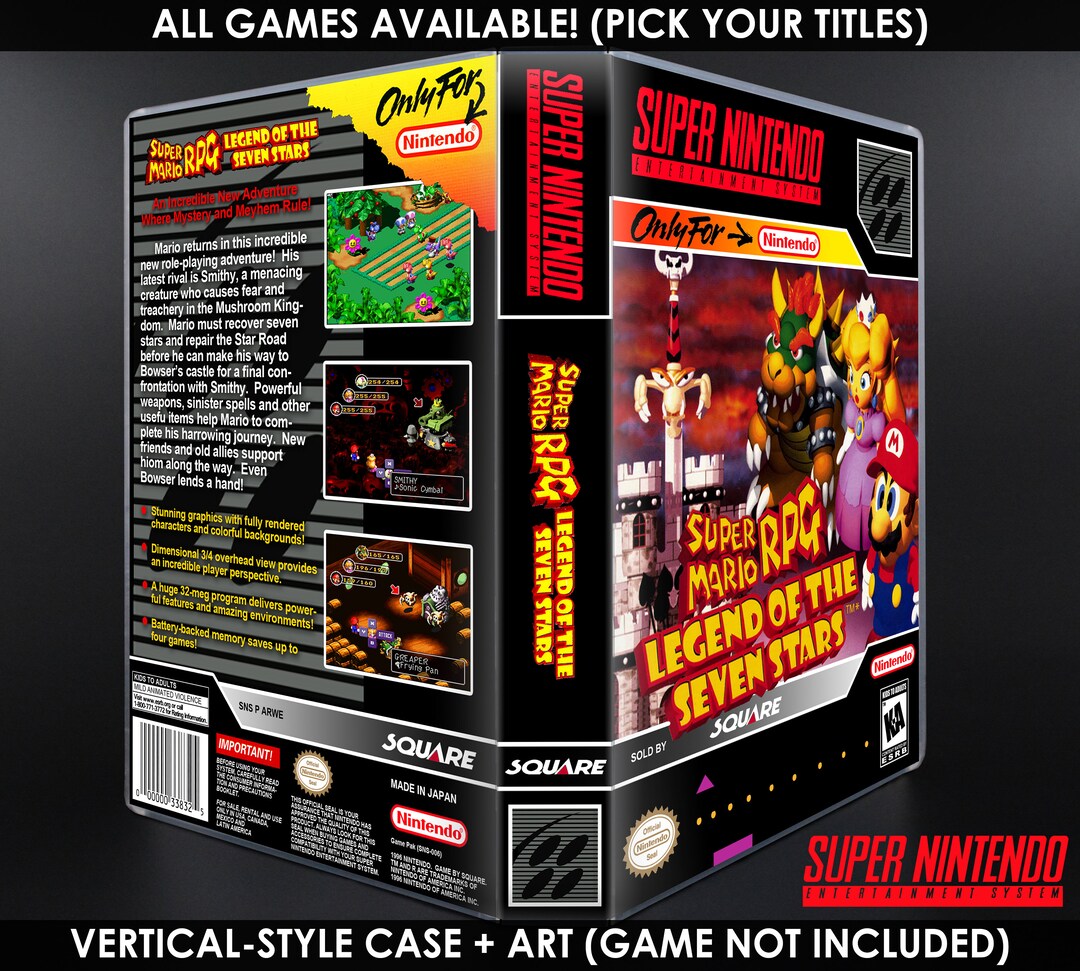 Super Nintendo Vertical Custom Replacement Game Case & Box Art Storage ...