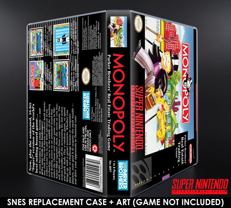 Monopoly SNES Horizontal Case No Game Replacement Storage Case & Box ...