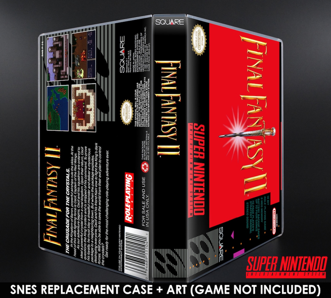 Final Fantasy II 2 - SNES Horizontal Case - No Game - Replacement ...