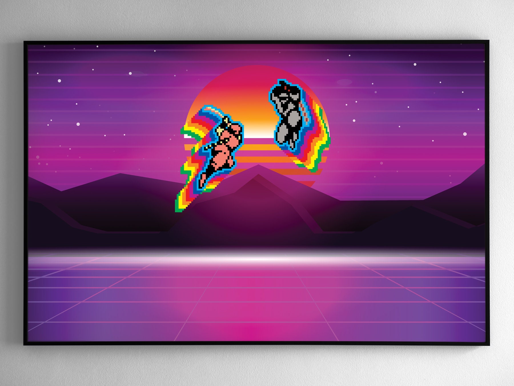 Synthwave Ninja Prologue Game Scene Pixel Art Recreation NES Print ...