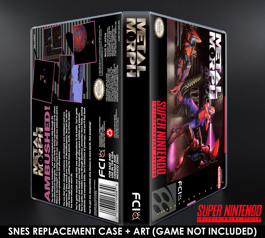 Metal Morph - SNES Horizontal Case - No Game - Replacement Storage Case ...