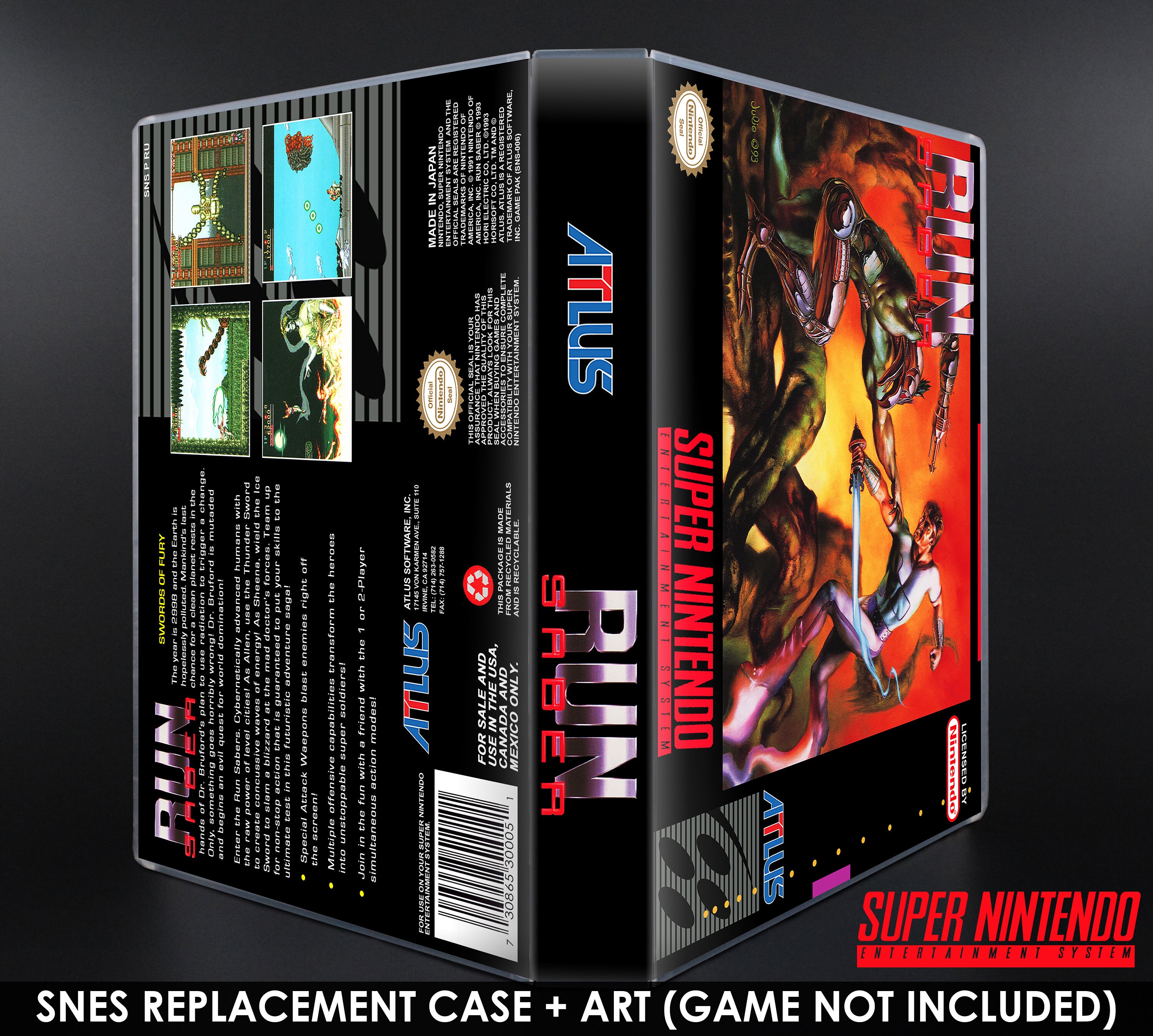 Run Saber SNES Horizontal Case No Game Replacement Storage Case & Box Art - Etsy