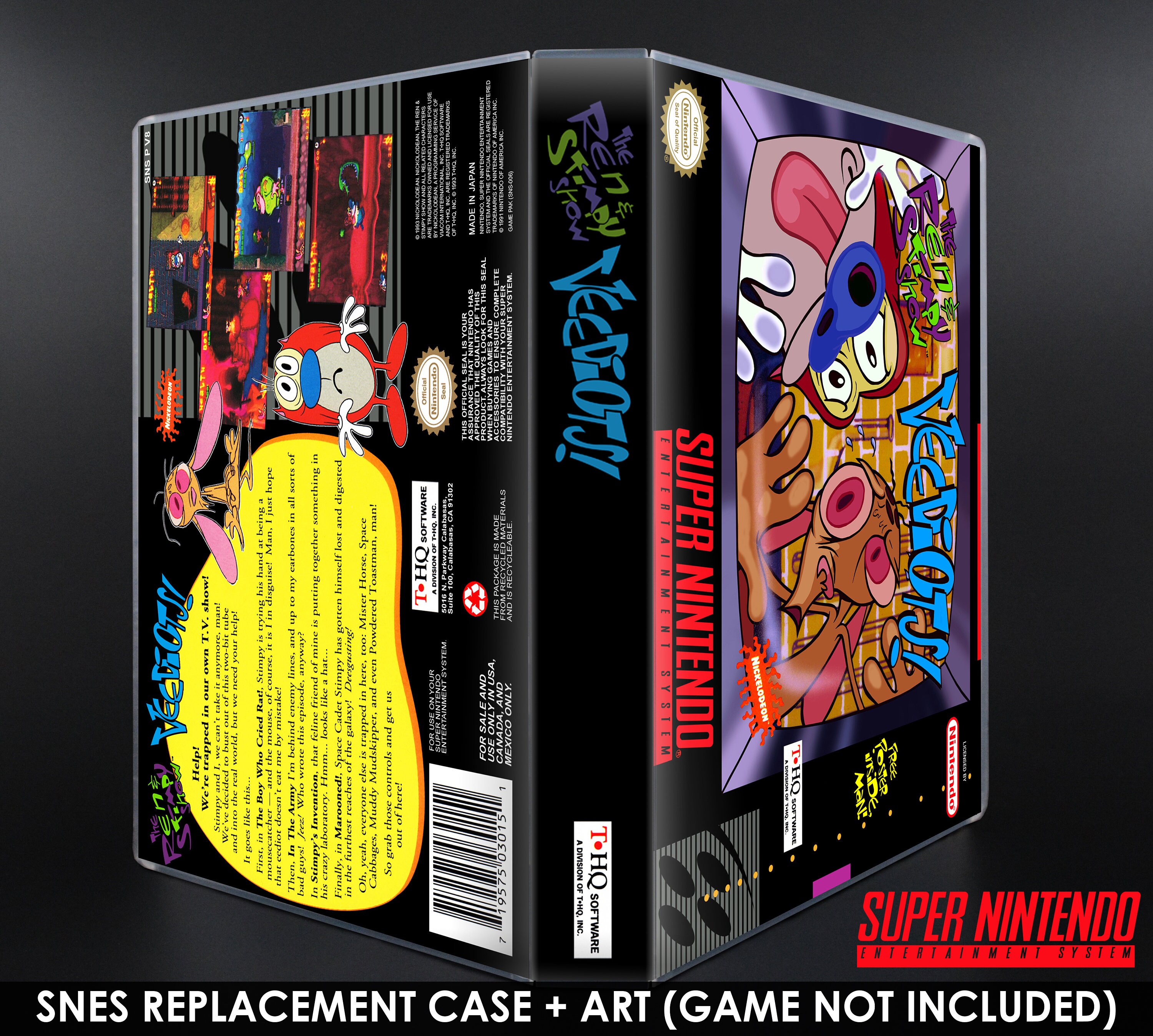 Ren & Stimpy Show Veediots SNES Horizontal Case No Game Replacement ...