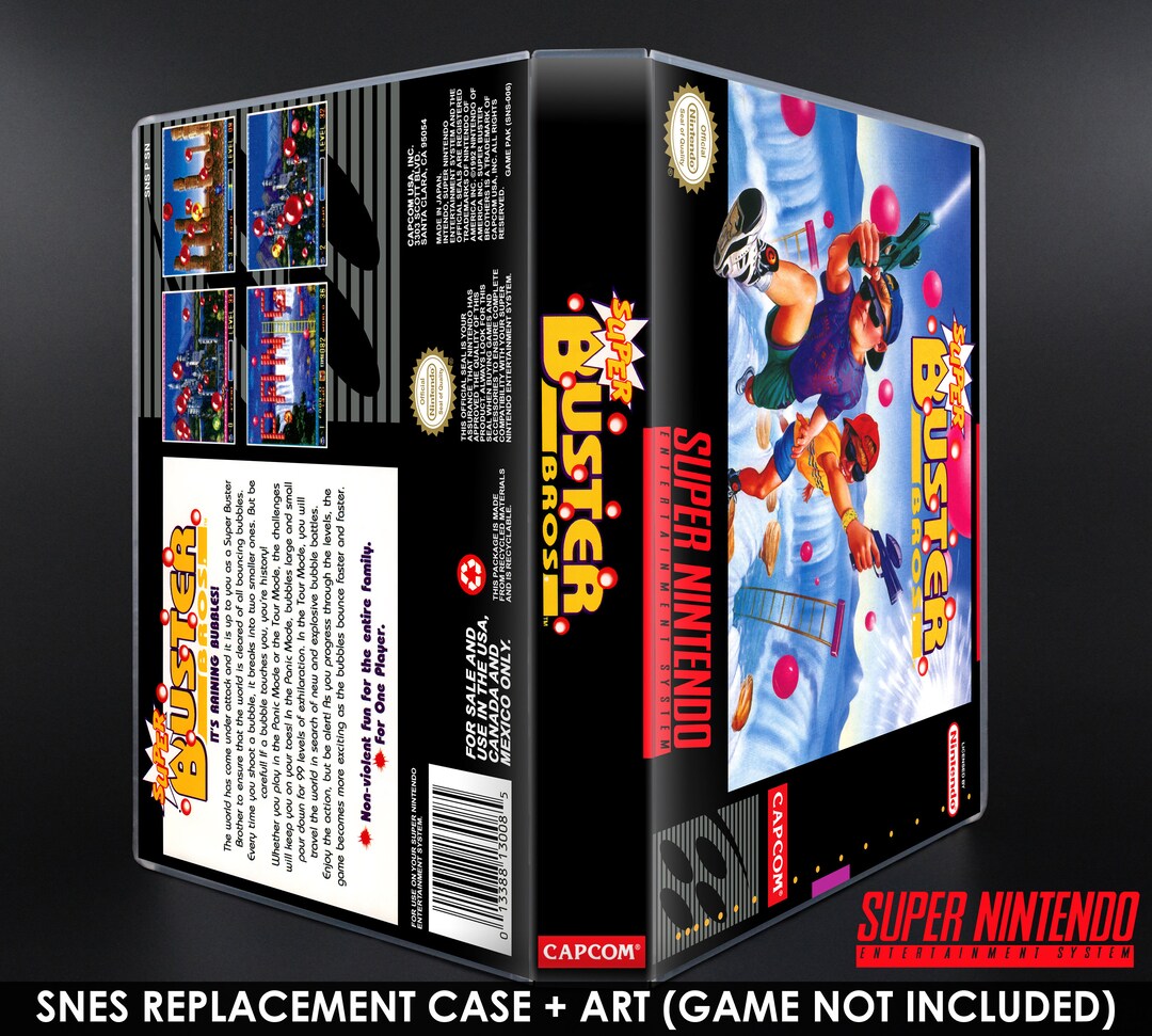 Super Buster Bros - SNES Horizontal Case - No Game - Replacement Storage Case & Box Art - Etsy