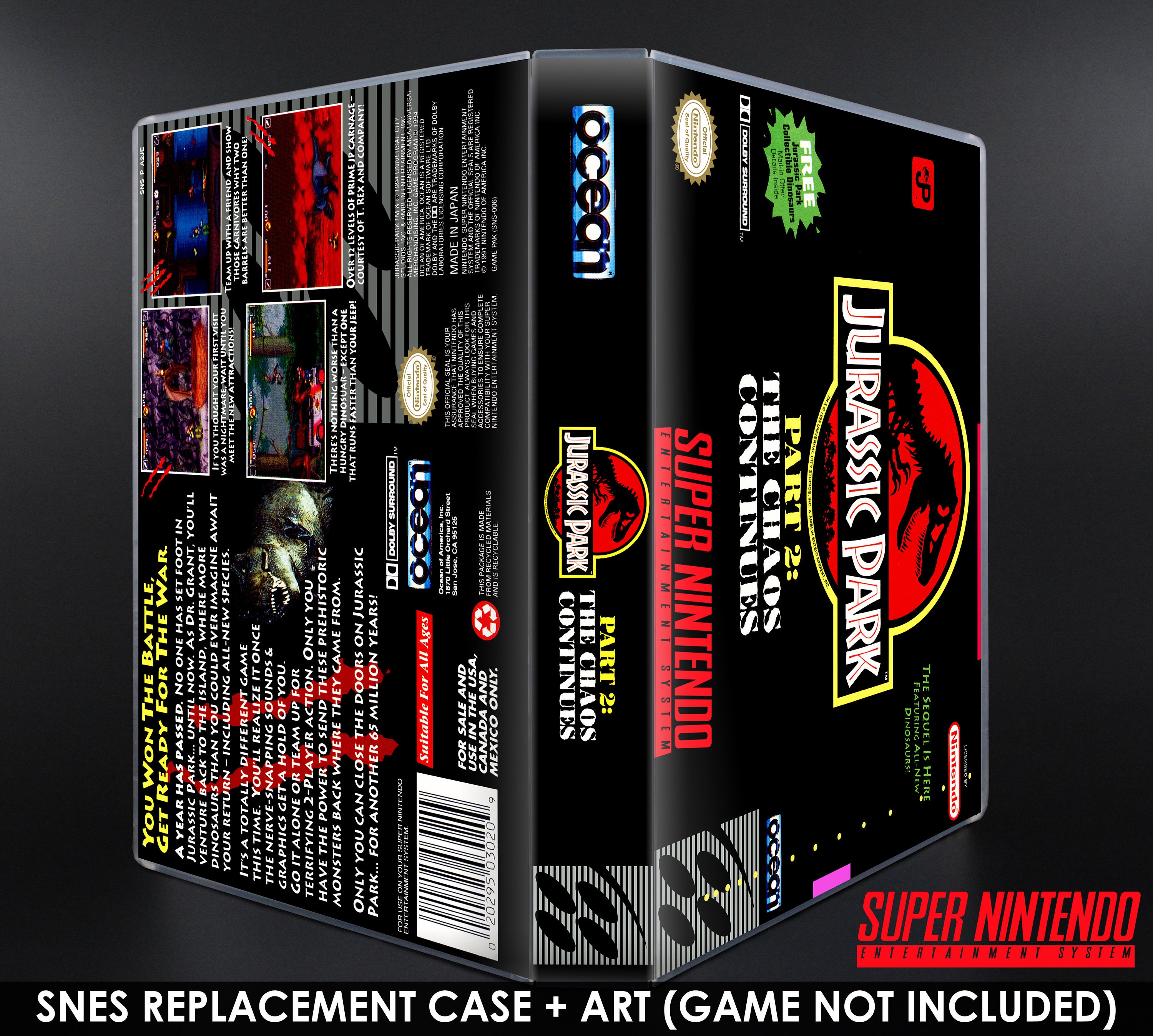 Jurassic Park Part 2 the Chaos Continues SNES Horizontal Case No Game ...