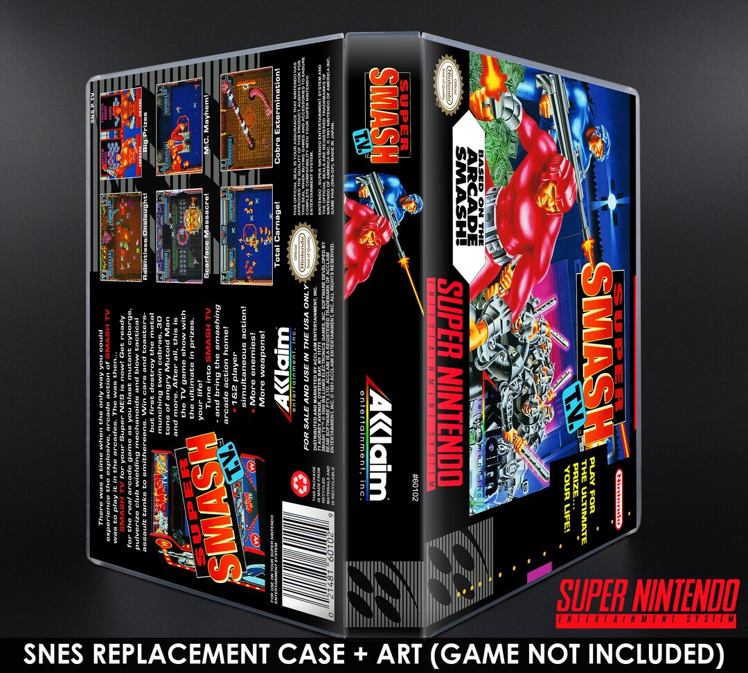 Super Smash TV - SNES Horizontal Case - No Game - Replacement Storage Case & Box Art - Etsy