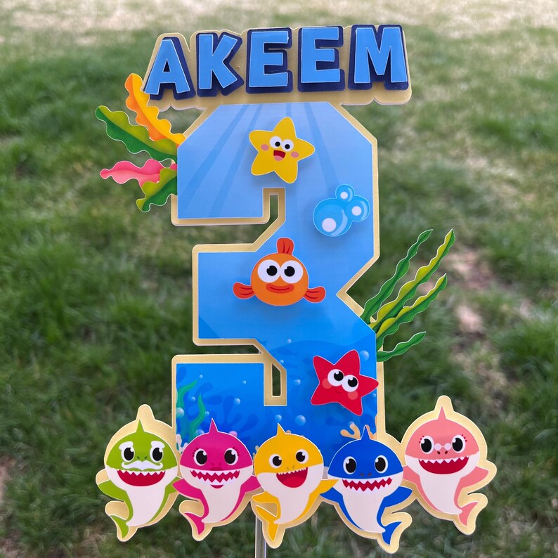 Cake Topper/custom Favors/baby Shark Inspired/cake Topper Numbers - Etsy