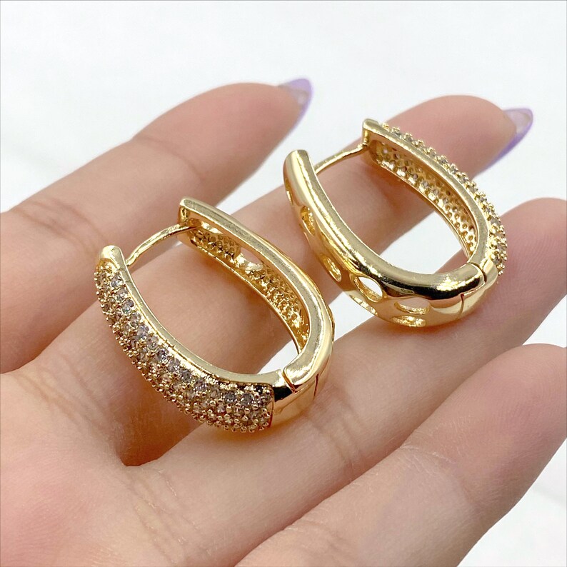 18k Gold Filled Micro Cubic Zirconia, Designer Hoops Woman Earrings ...