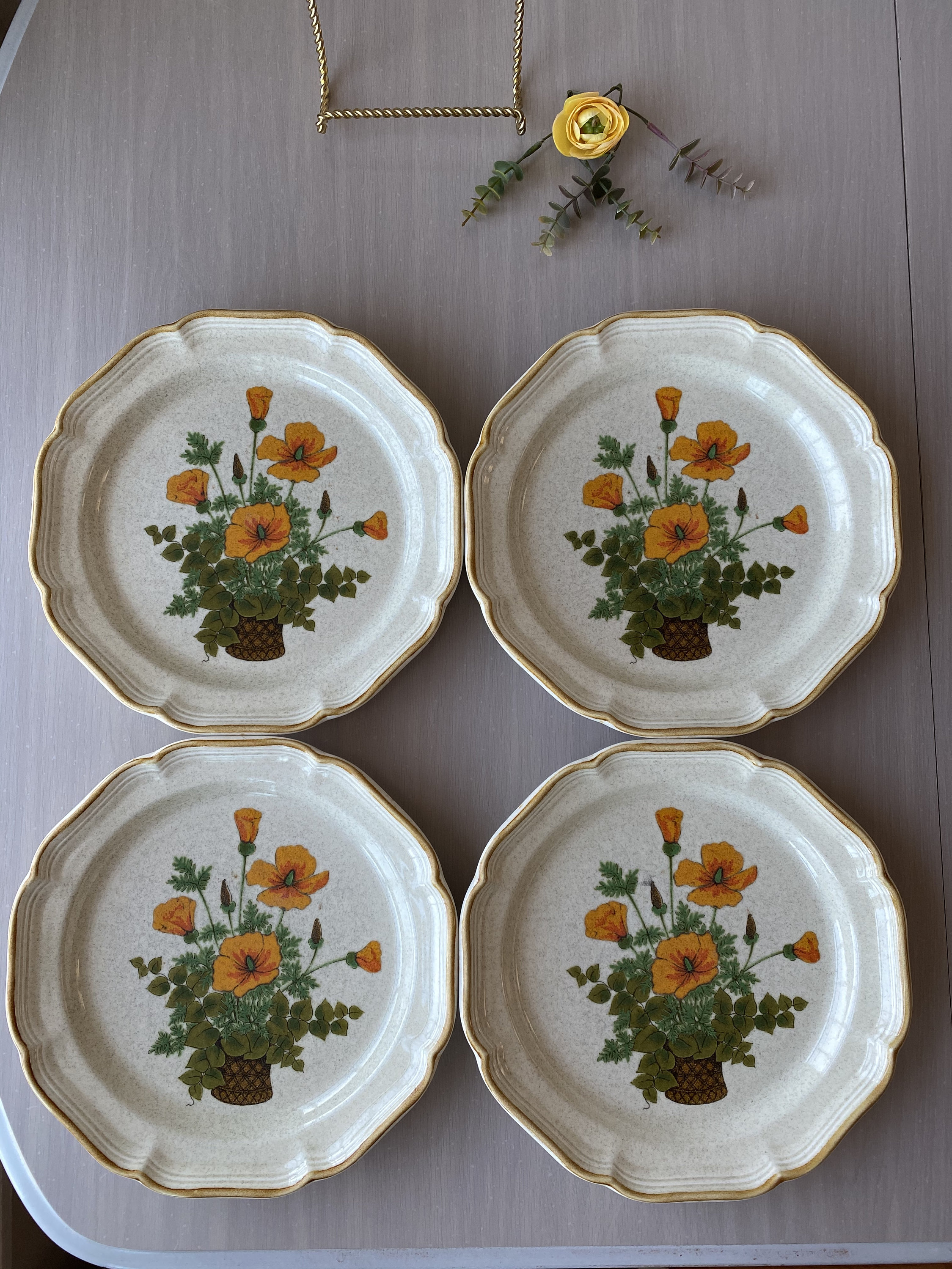 Vintage 1970's Mikasa Garden Club petunias Pattern Plates 11 Set of 4 ...